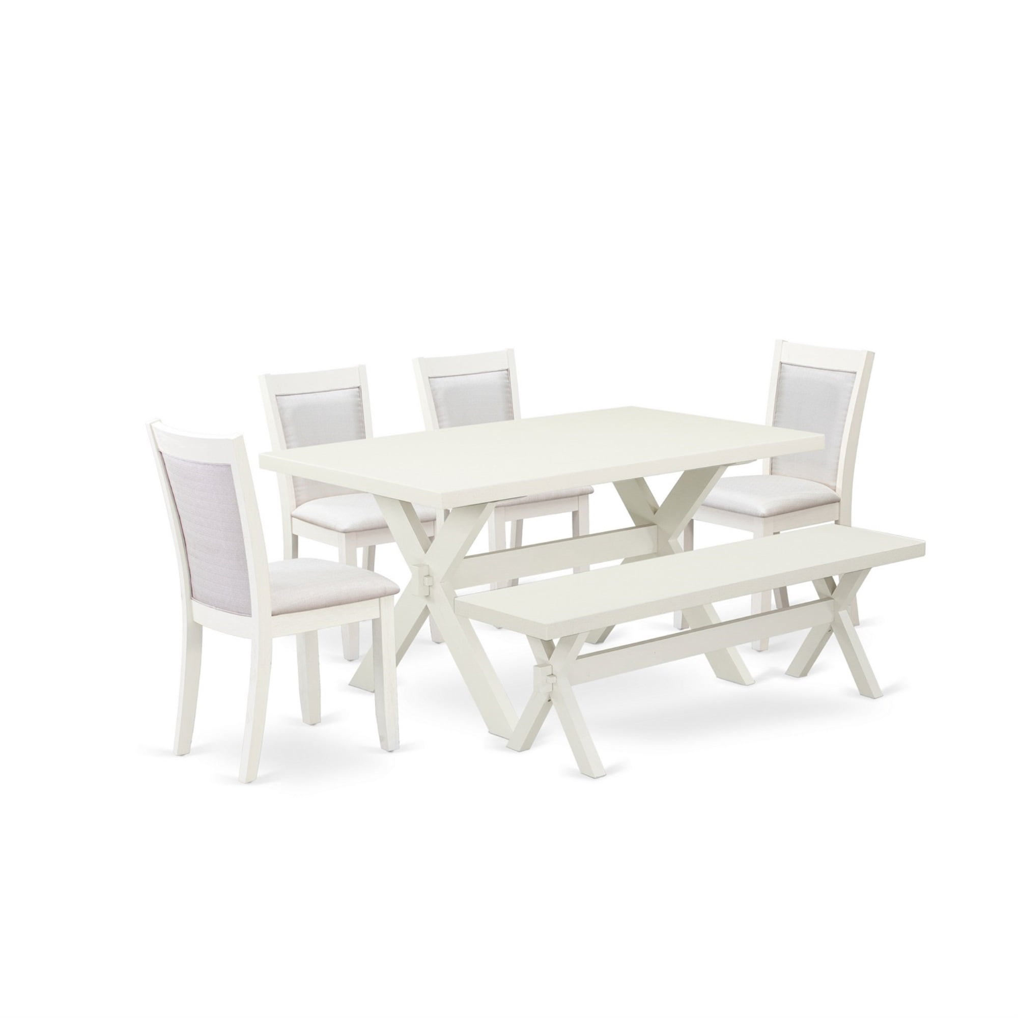 X026MZ001-6 6Pc Dining Set - Rectangular Table , 4 Parson Chairs and a ...