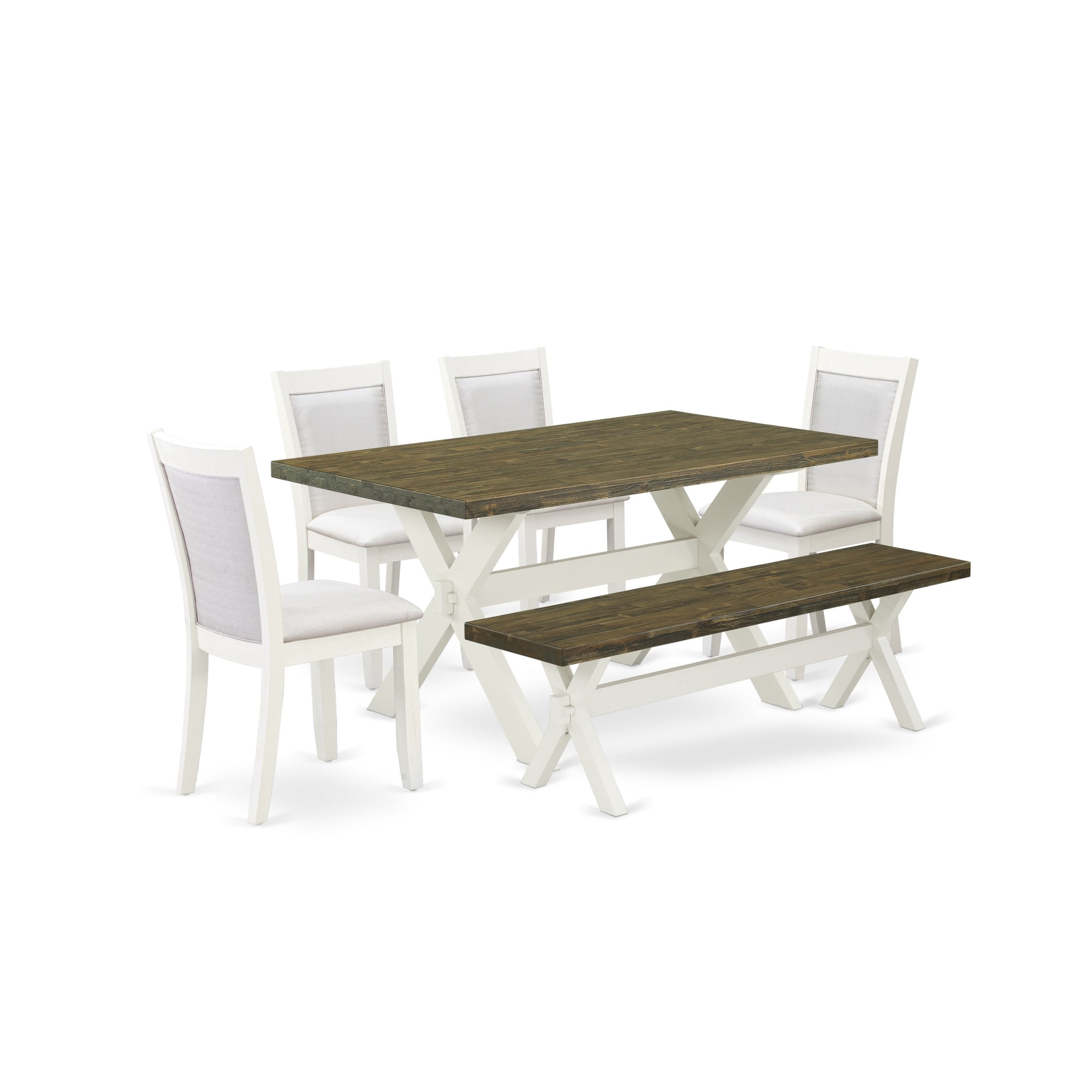 X076MZ001-6 6Pc Dinette Set - Rectangular Table , 4 Parson Chairs and a ...