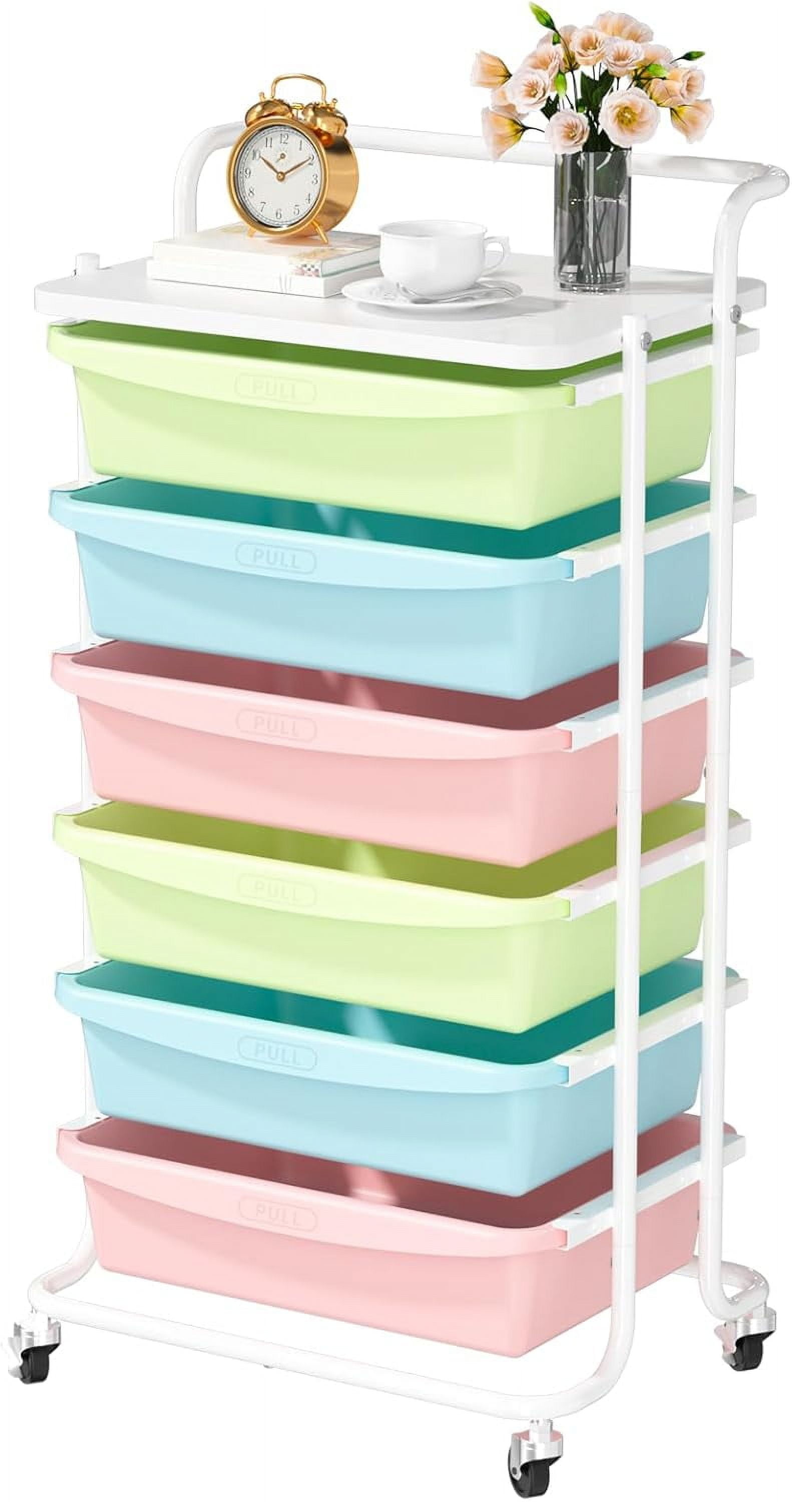 X1 Rolling Storage Cart with Drawers, Utility Cart with 6 Plastic ...