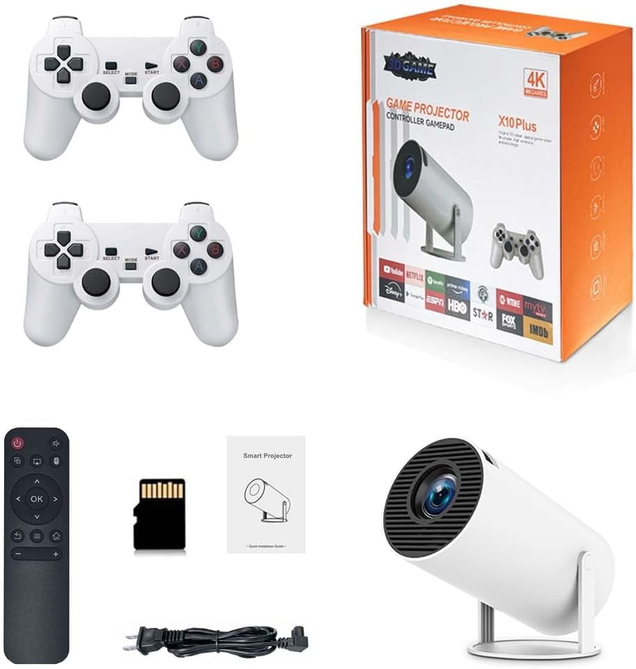 X10 Plus Retro Game Console with Projector, 4K Retro Game Projector ...