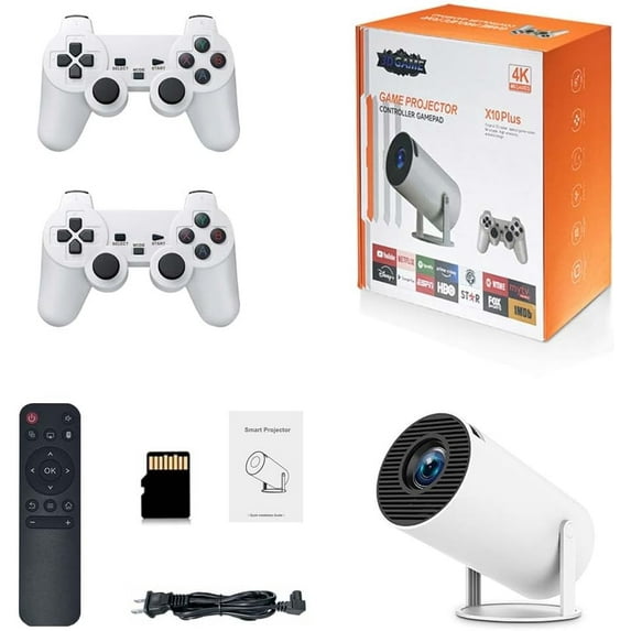 X10 Plus Retro Game Console with Projector, 4K Retro Game Projector ...