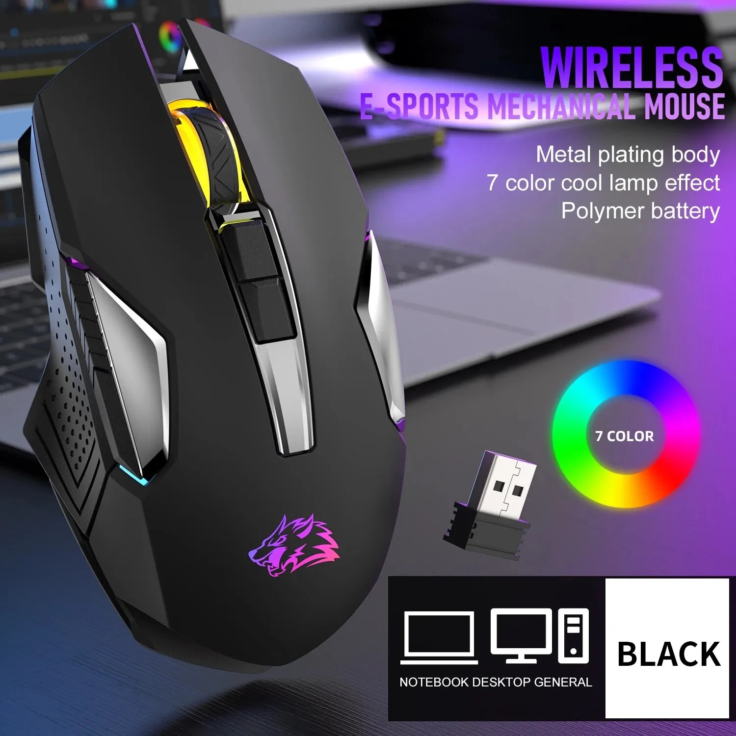 X18 Wireless Gaming Mouse Rechargeable with Rainbow RGB Backlit Optical ...