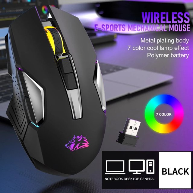 X18 Wireless Gaming Mouse Rechargeable with Rainbow RGB Backlit Optical ...