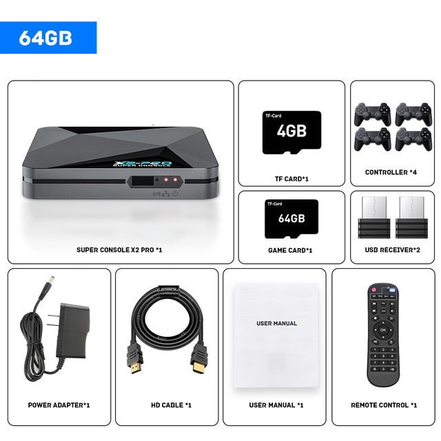 X2 PRO home game console 3D dual system game box with TV HD nostalgic ...