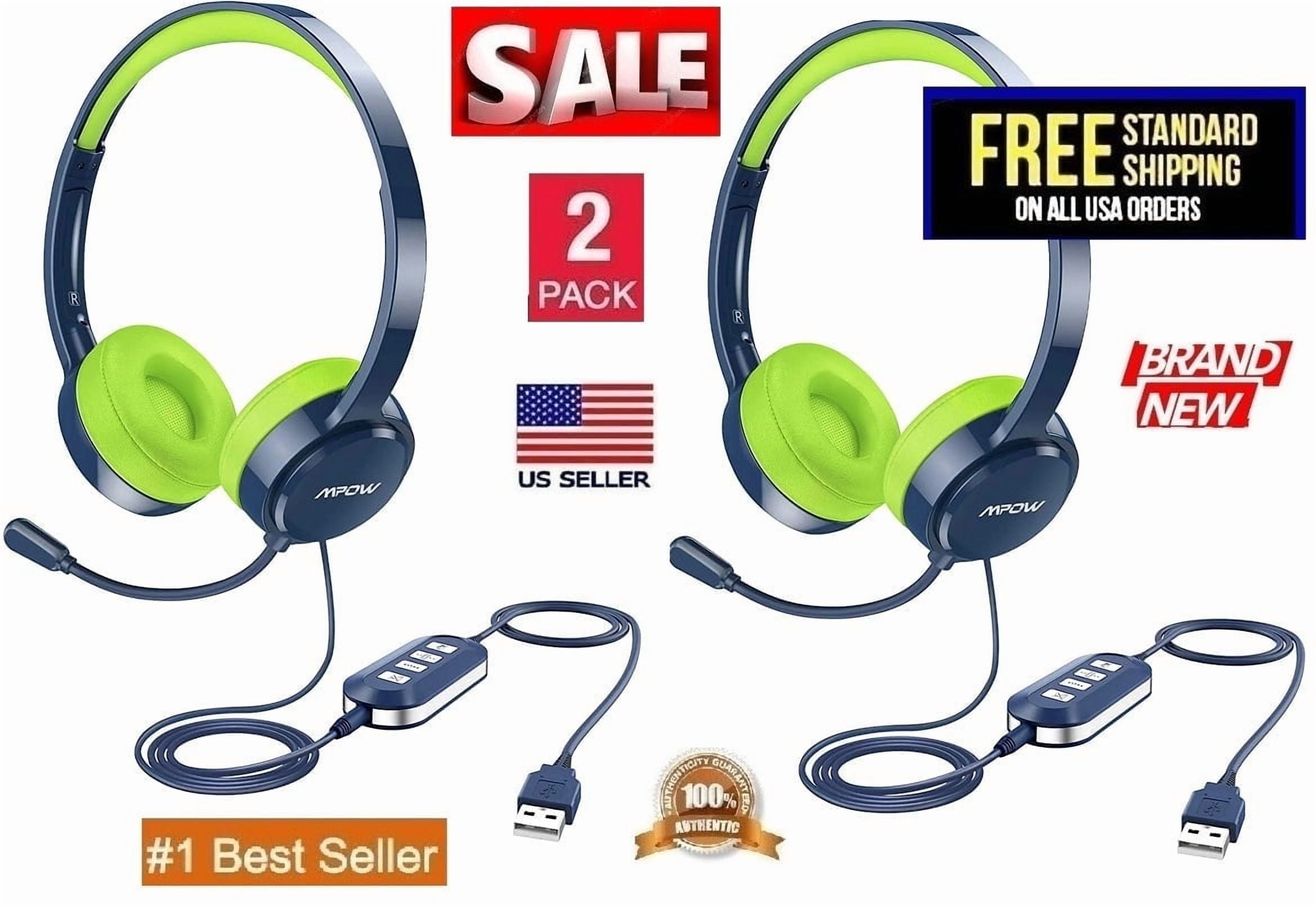 X2 Pack USB Headset With Mic For PC Laptop,USB+3.5mm Computer Headset ...