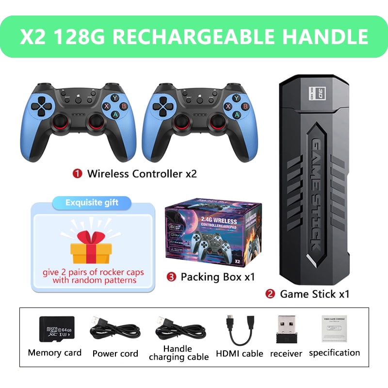 X2 Video Game Stick Console Or ONLY 2.4G Double Wireless Controller 4K HD30000 Games 256G Retro ...