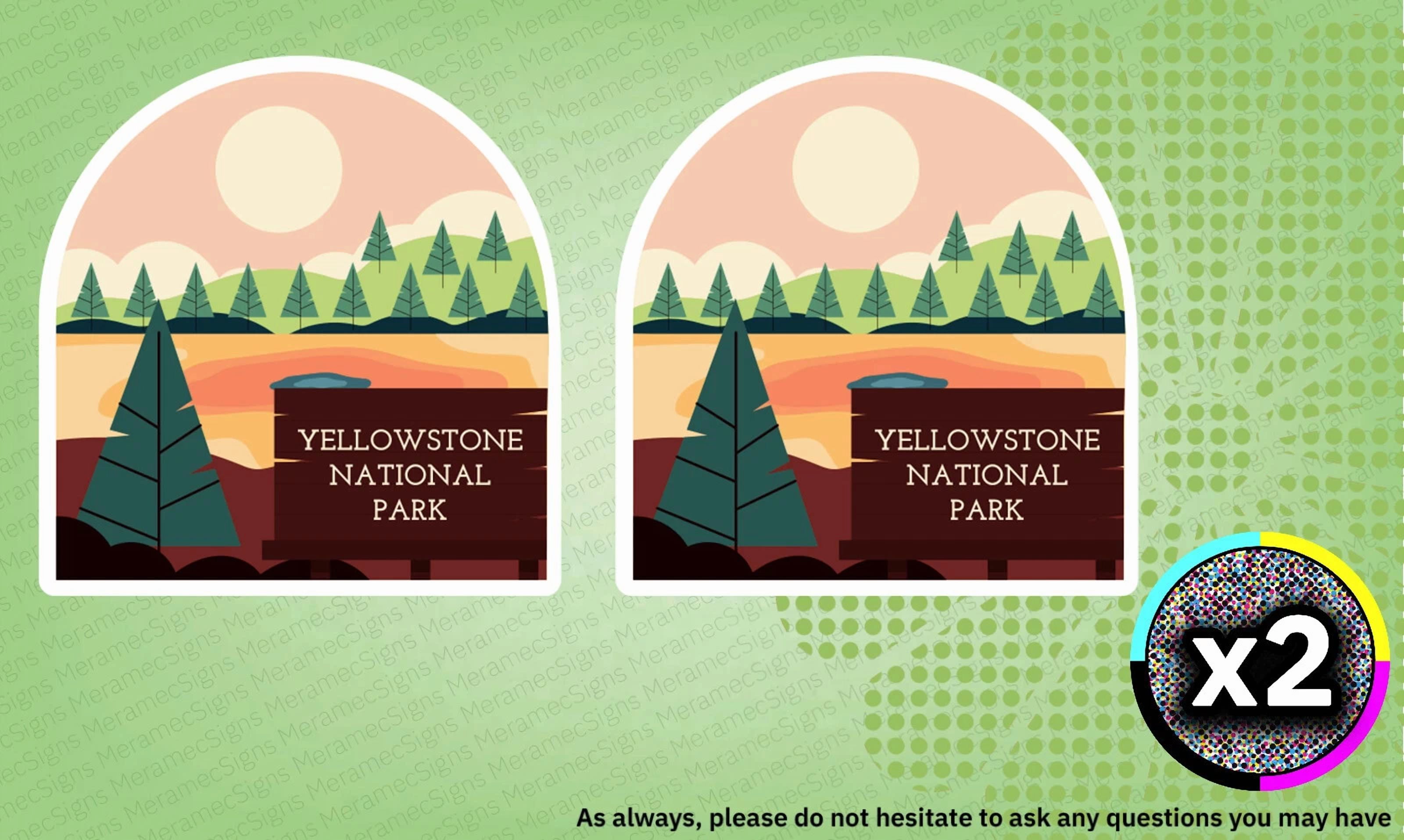 X2 Yellowstone National Park 4" Vinyl Sticker Decal Car Window Laptop ...