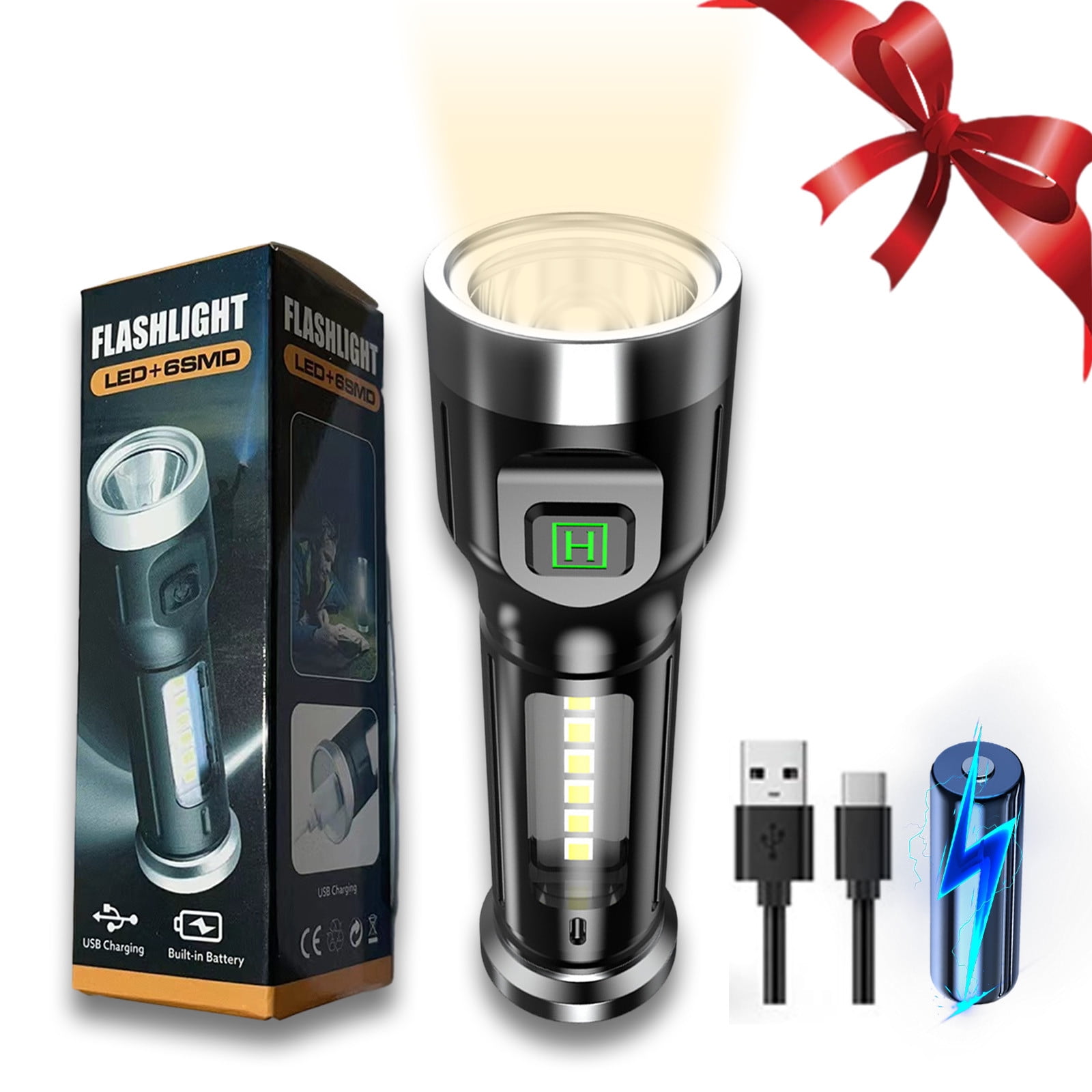 X23 Mini LED Flashlight Type C USB Rechargeable Bright Small Torch 5 ...