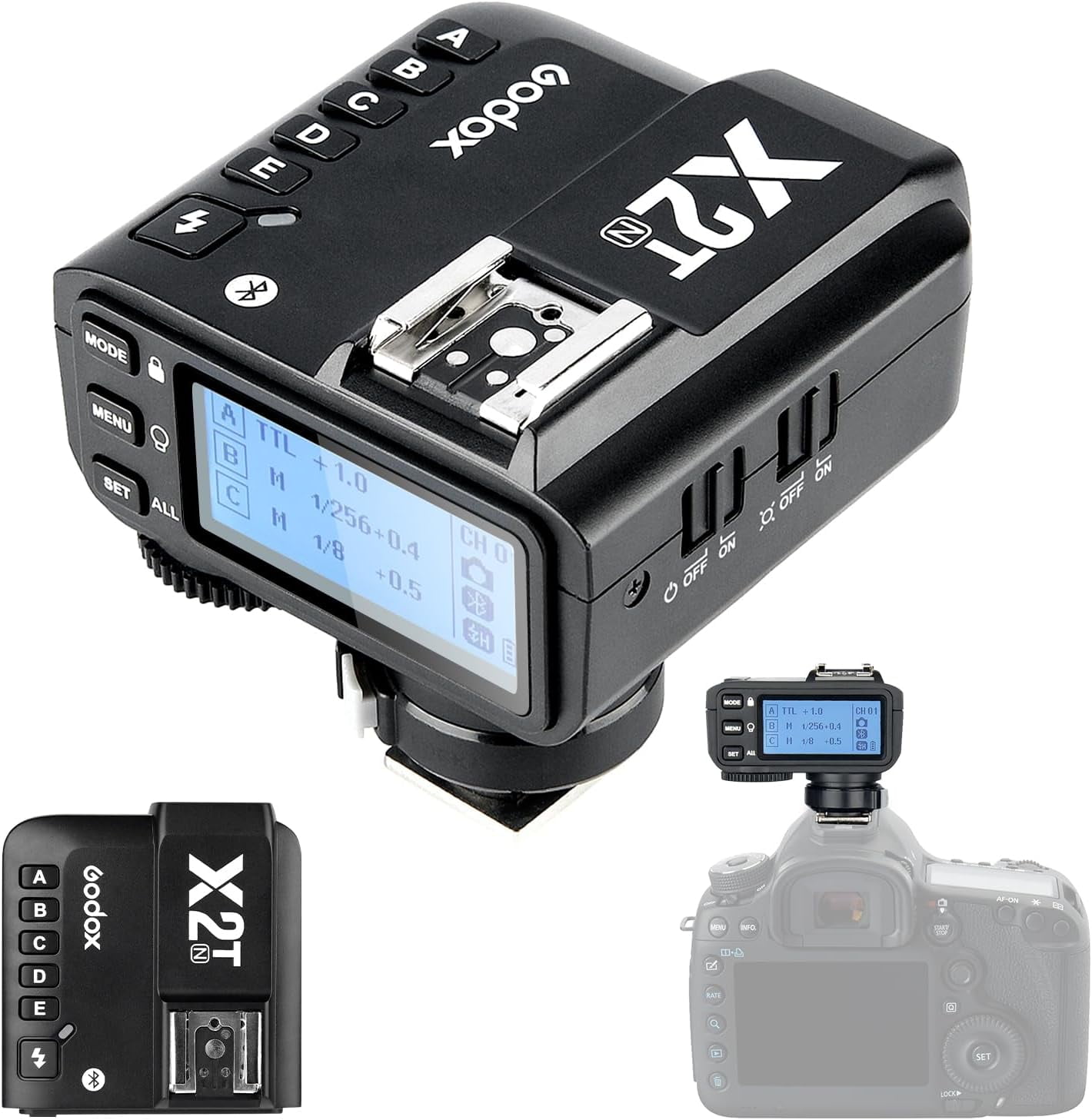 X2T-N TTL Wireless Flash Trigger for - 2.4G 100m Range, 1/8000s HSS ...
