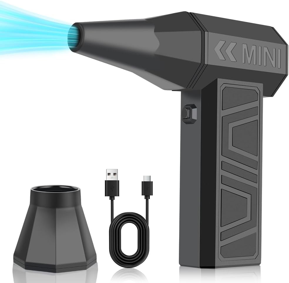 X3 Cordless Air Duster 130,000RPM High-Speed Mini Blower, 4-Gear Adjustable Power Turbo Jet Fan ...