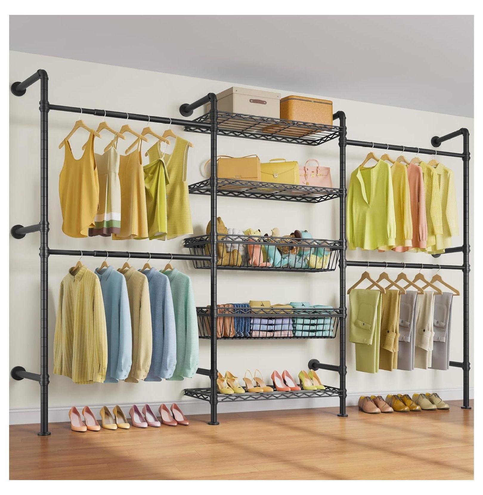 X3 Garment Rack for Hanging Clothes Load 980lbs, Expandable Wall ...