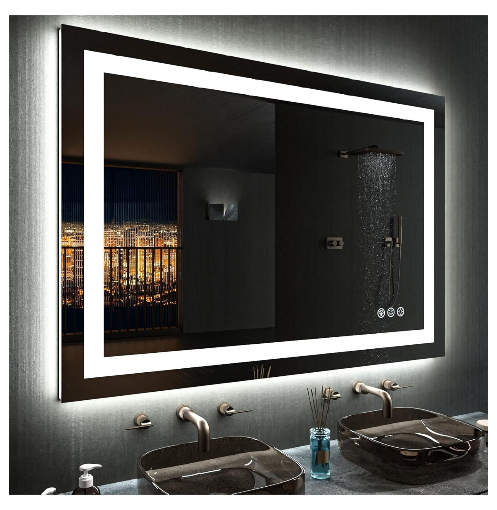 X36 LED Bathroom Mirror with Lights, Anti-Fog Feature, Dimmable RGB ...