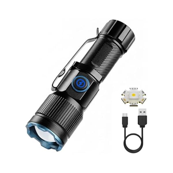 X67 LED Mini Flashlight High Lumens USB C Rechargeable Zoom Small ...