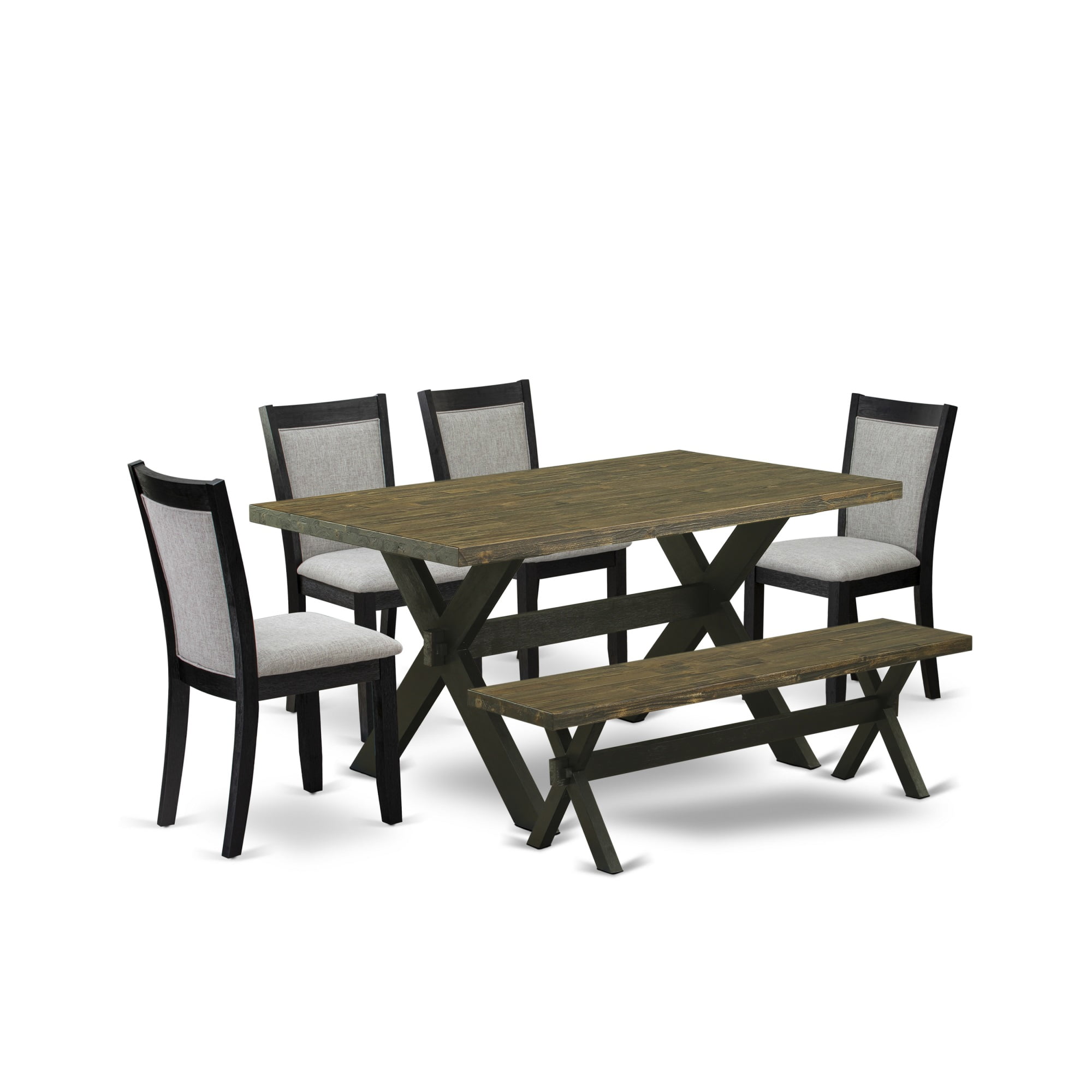 X676MZ606-6 6Pc Dining Set - Rectangular Table , 4 Parson Chairs and a ...