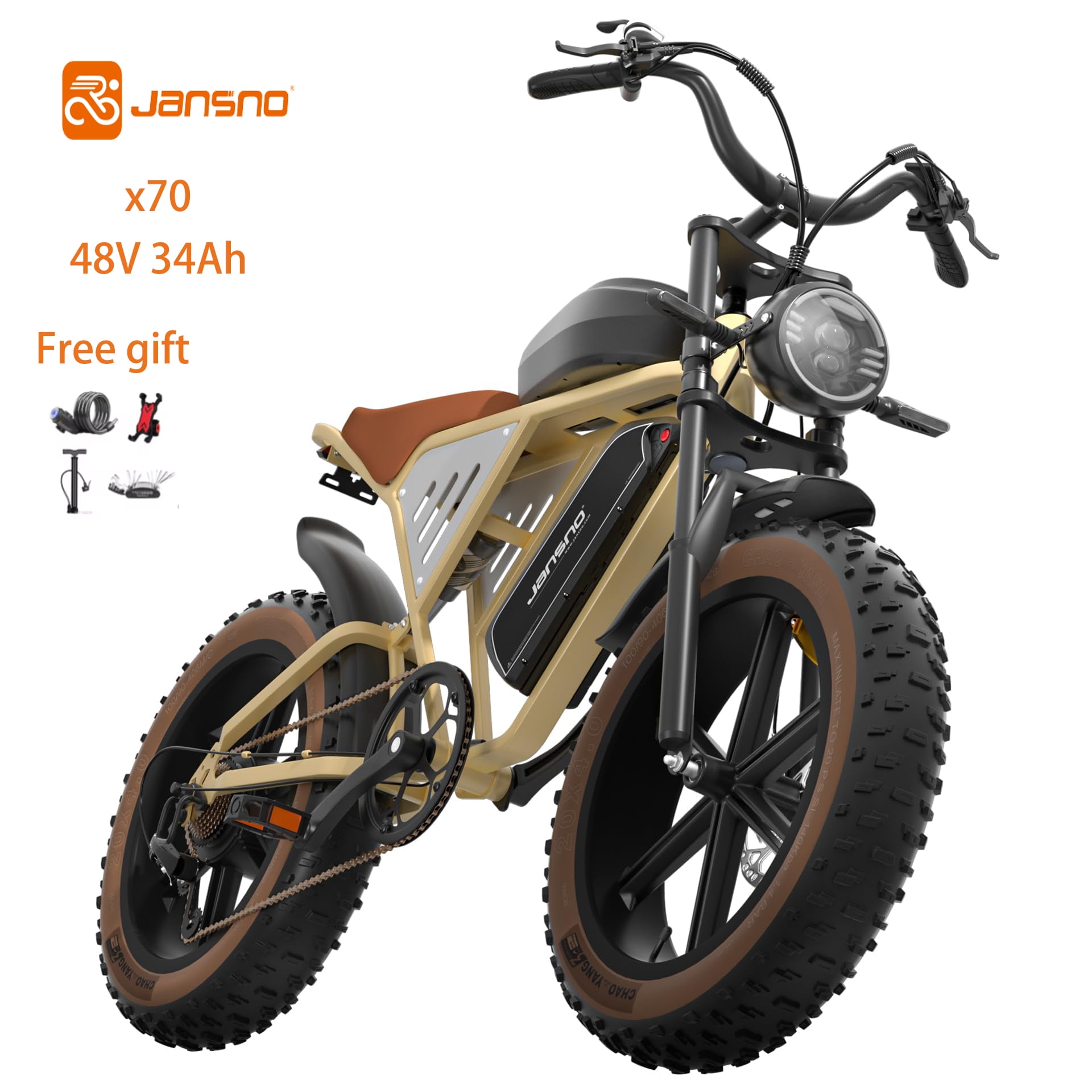 X70 Electric Bike 20" x 4.0 Fat tire, Electric Dirt Bike for Adults ...