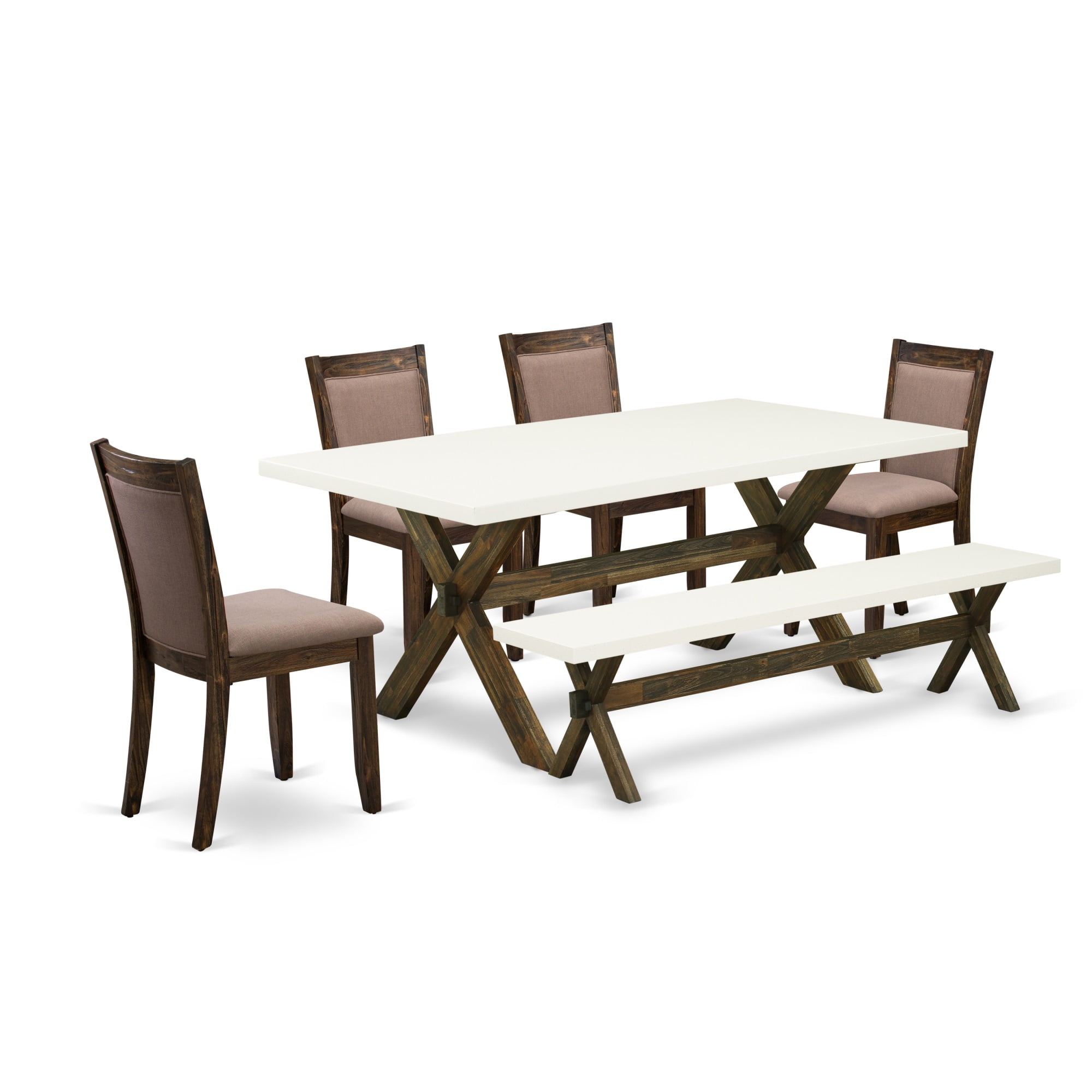X727MZ748-6 6Pc Dinette Set - Rectangular Table , 4 Parson Chairs and a ...