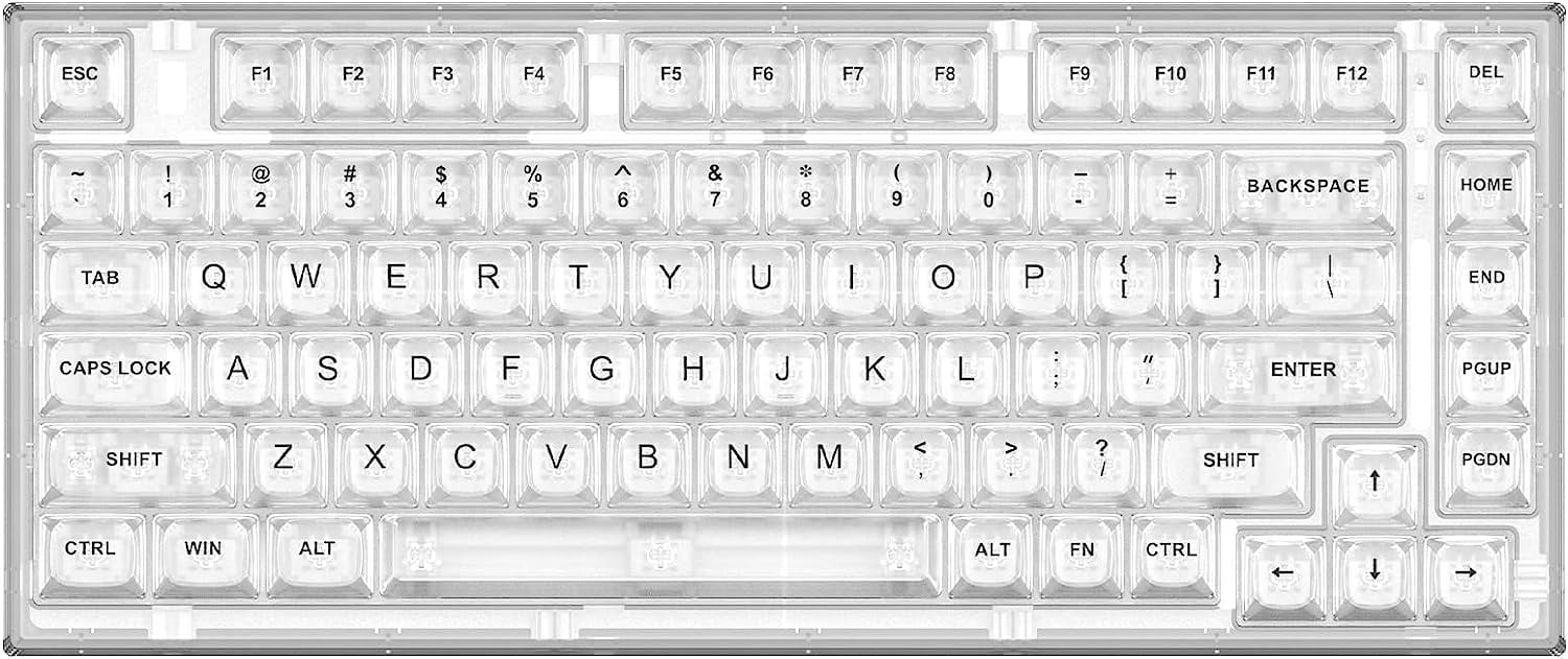 X75 82 Key Hot Swappable Mechanical Keyboard with Transparent Keycaps ...