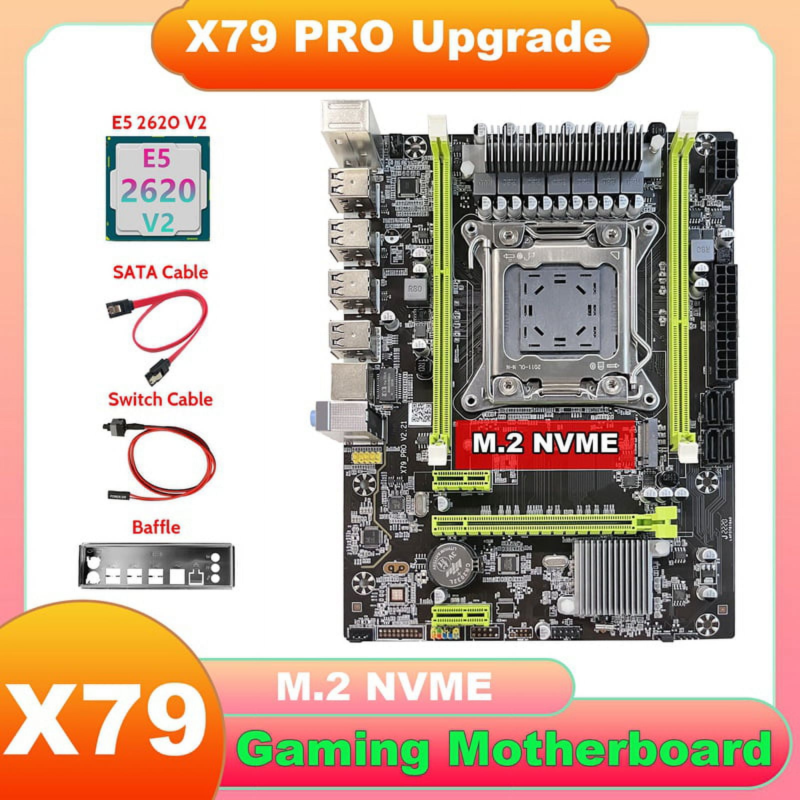 X79 Motherboard Upgrade X79 Pro+E5 2620 V2 CPU+SATA Cable+Switch Cable+Baffle M.2 NVME LGA2011 ...