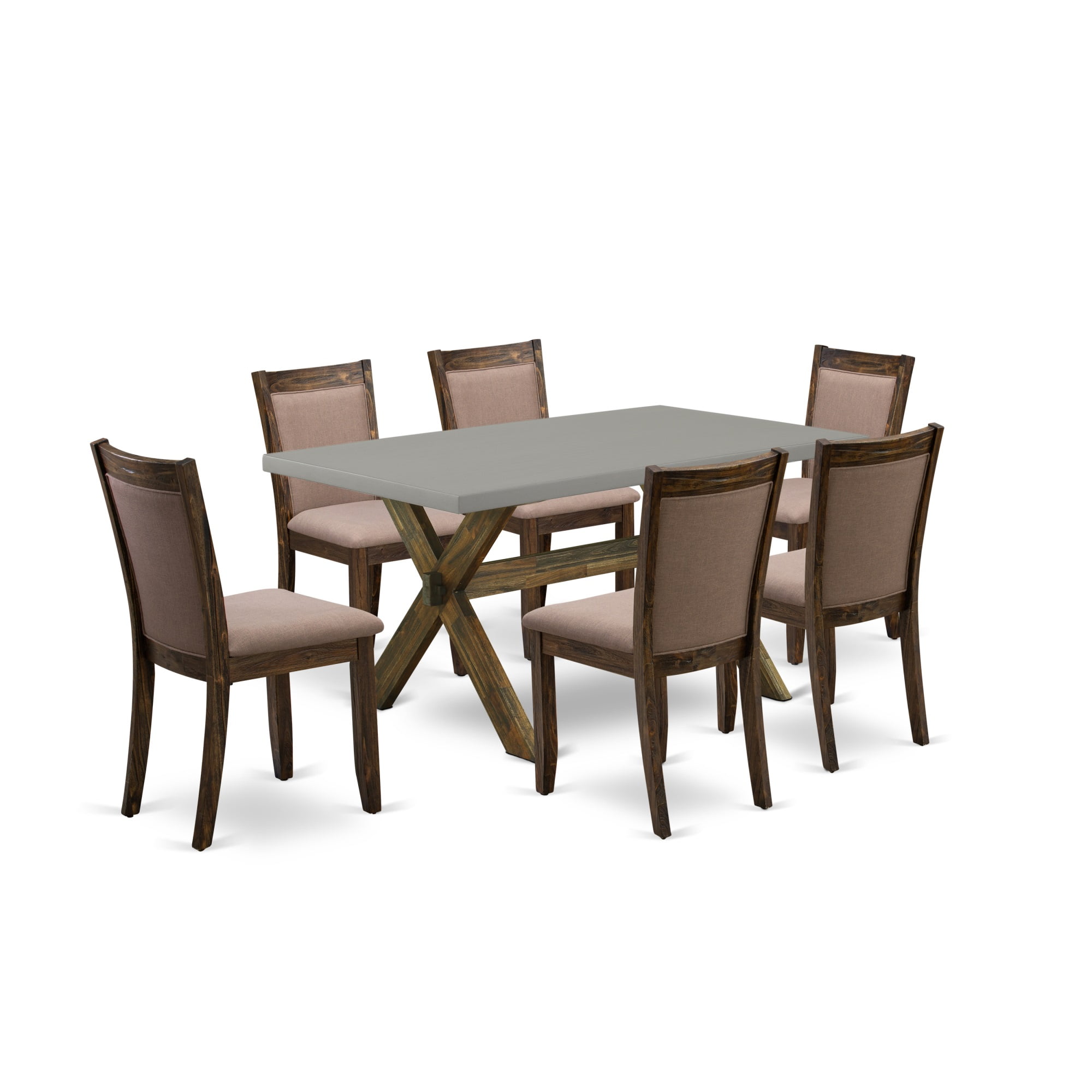 X796MZ748-7 7Pc Dining Set - Rectangular Table and 6 Parson Chairs ...