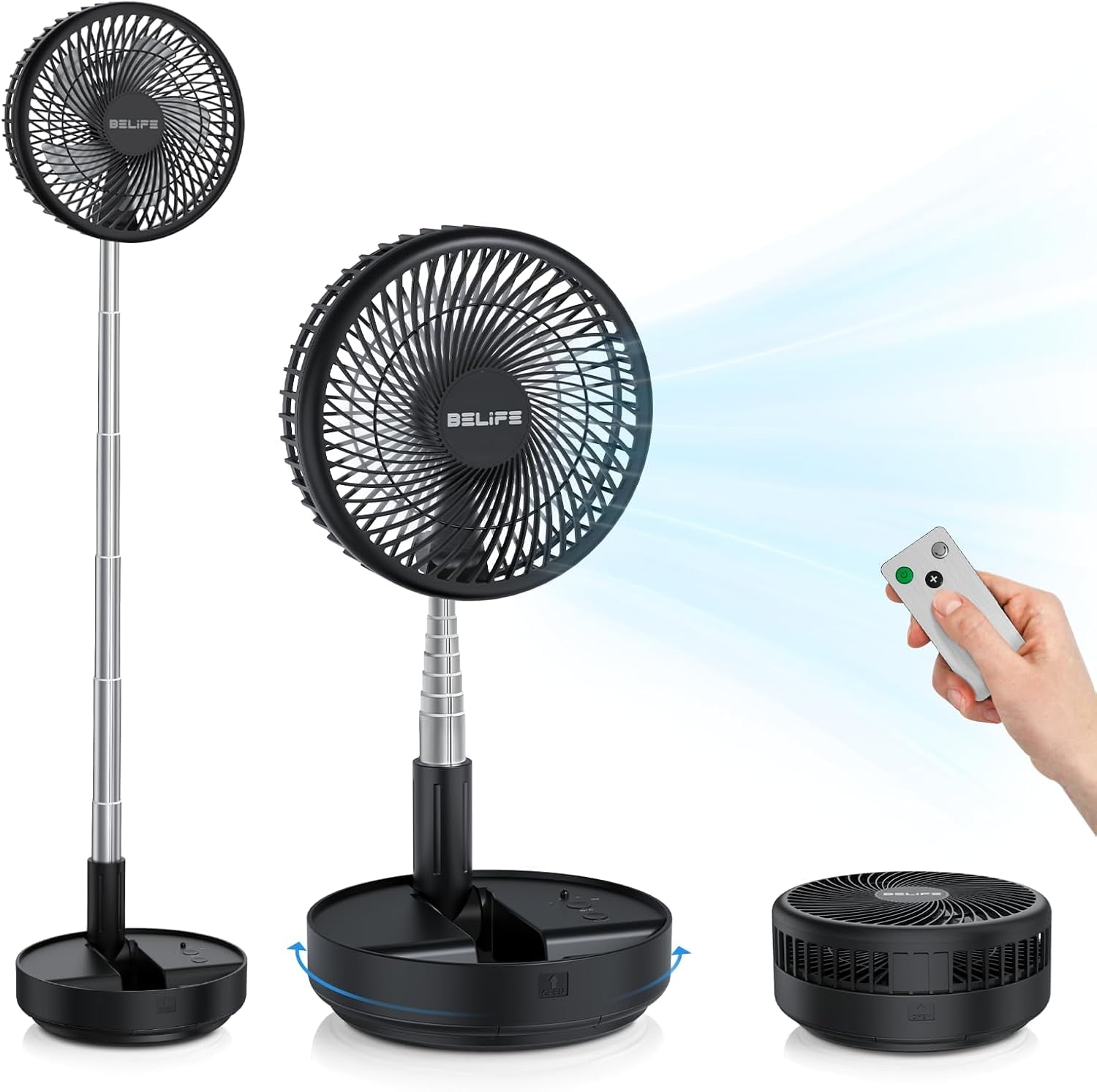 X8 Portable Fan, 7200mAh Battery Powered Rechargeable, Oscillating USB ...