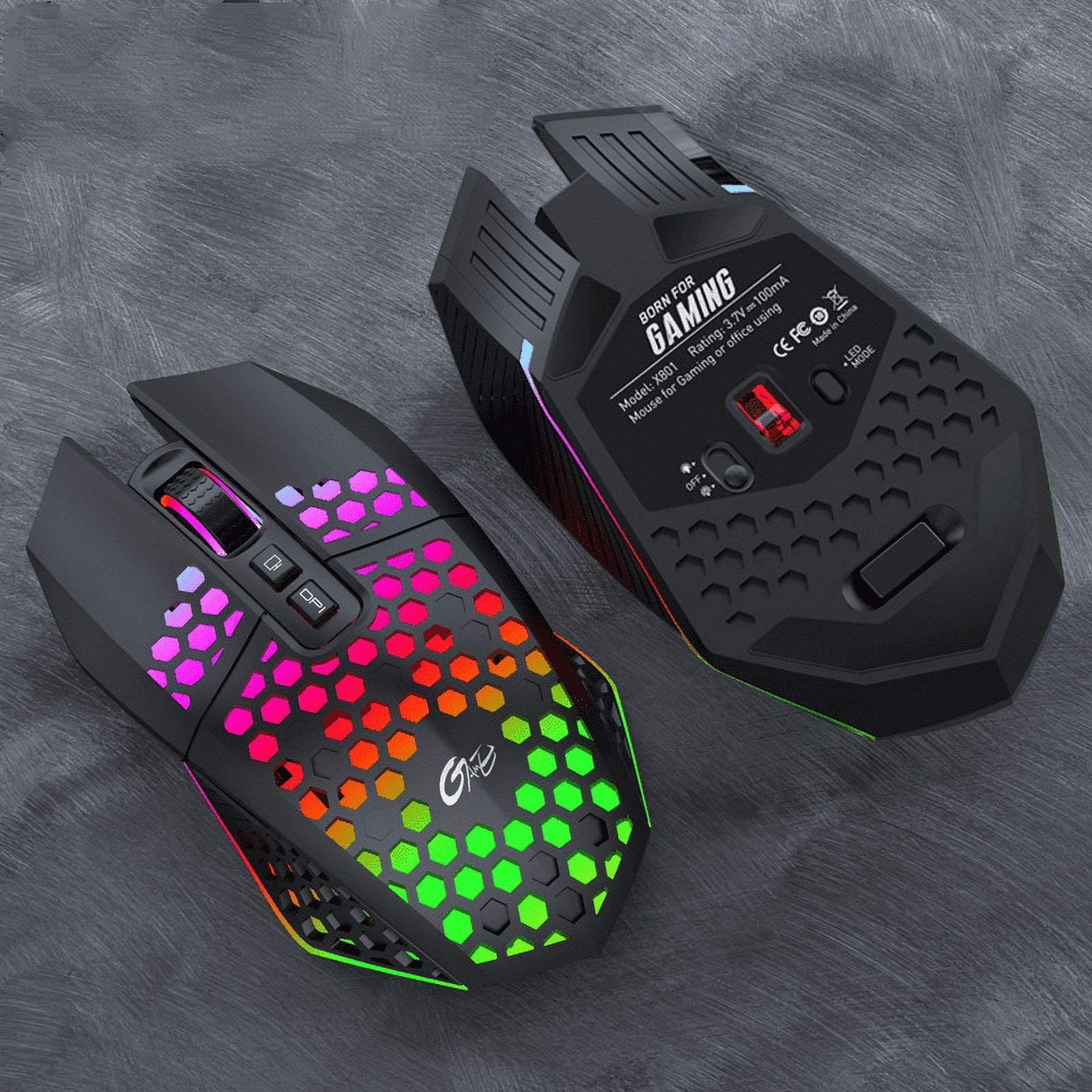 X801 Hole Mouse 2.4G Luminous Rechargeable Wireless Mouse Mute Design ...