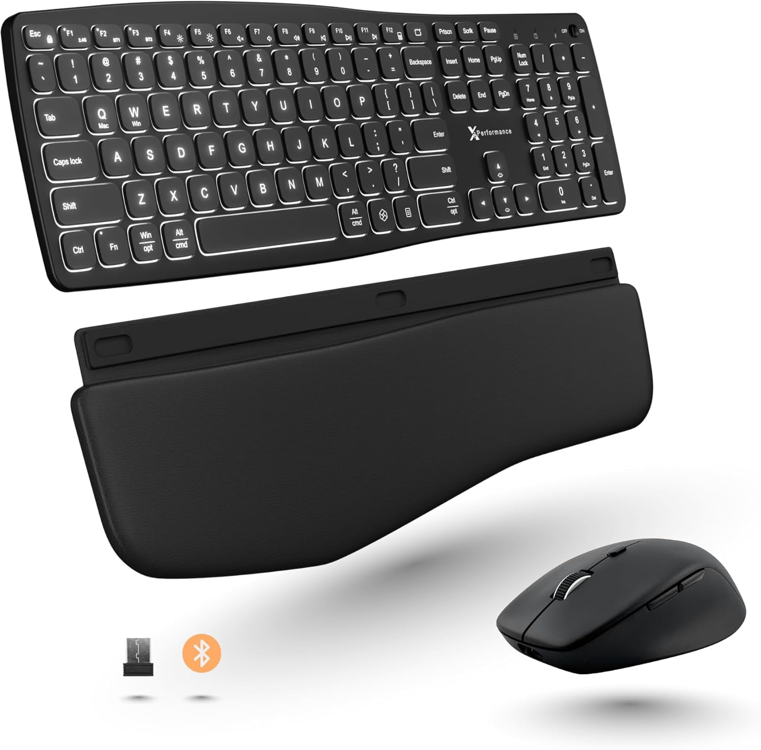 X9 Backlit Wireless Keyboard and Mouse (Bluetooth + 2.4G) Ergonomic ...