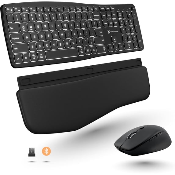 X9 Backlit Wireless Keyboard and Mouse (Bluetooth + 2.4G) Ergonomic ...