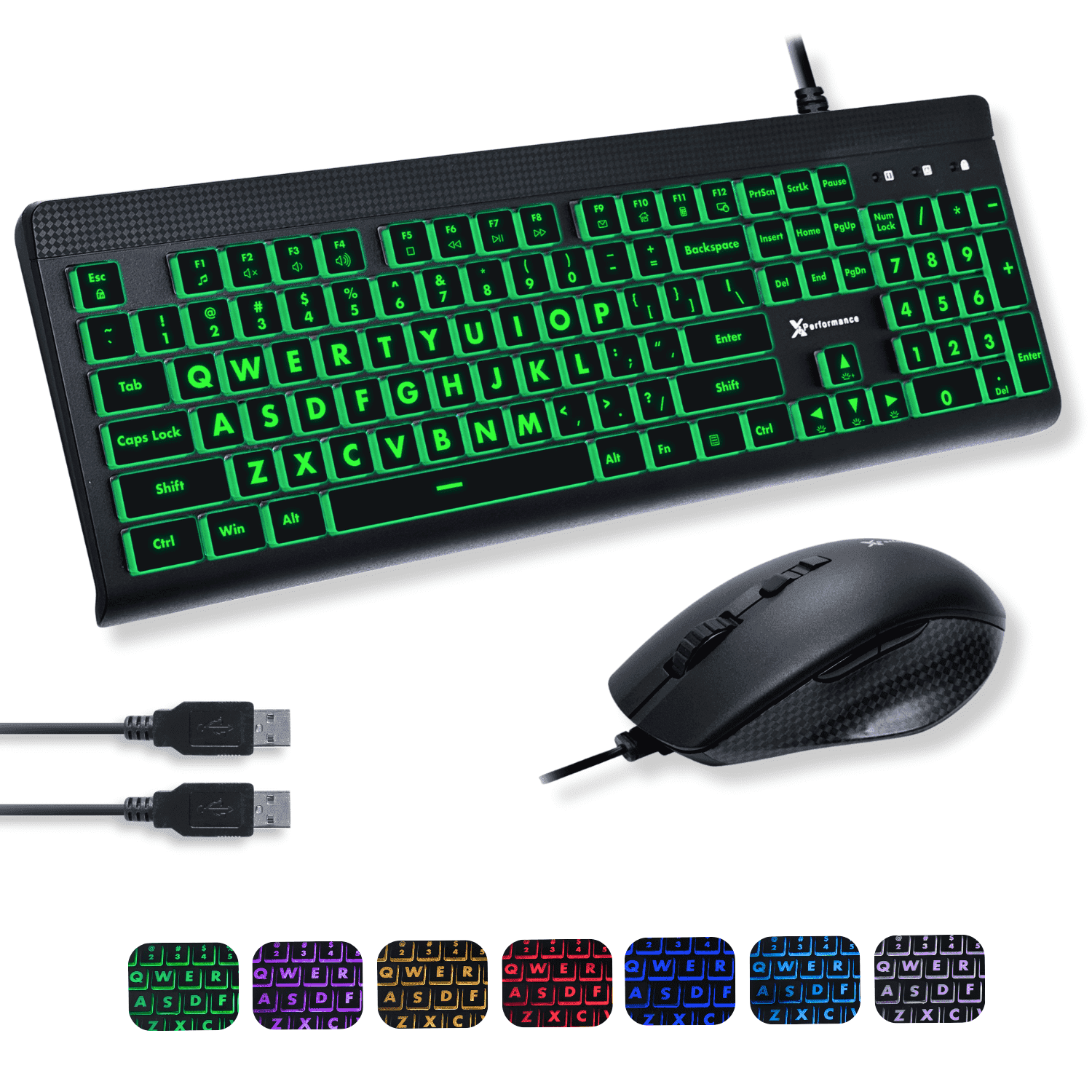 X9 Large Print Backlit Keyboard and Mouse Combo– USB Wired Lighted ...