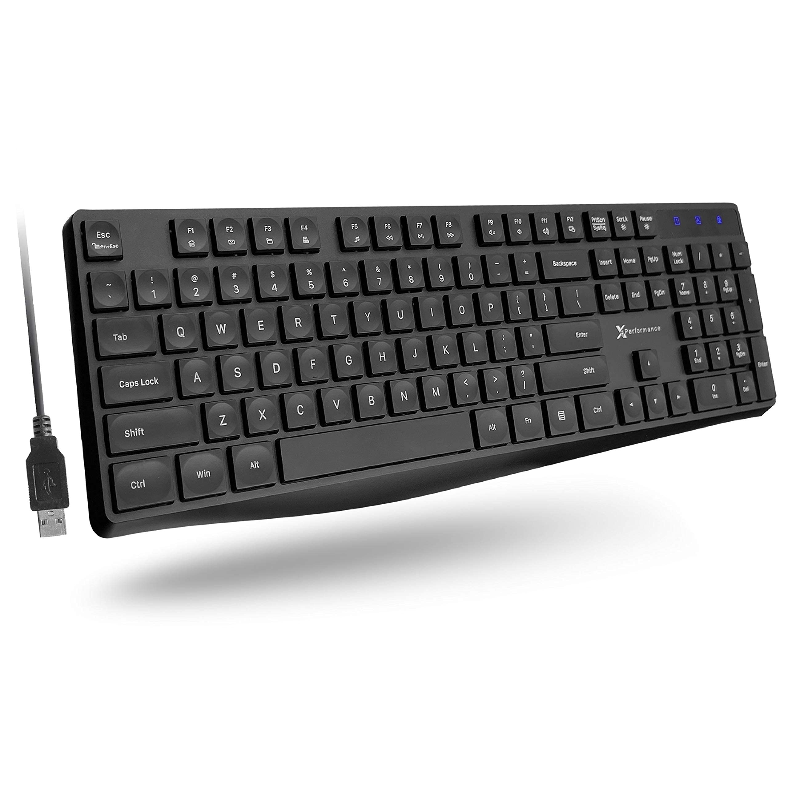 X9 Performance Wired Keyboard - Ultra Slim Full Size Ergonomic Computer ...