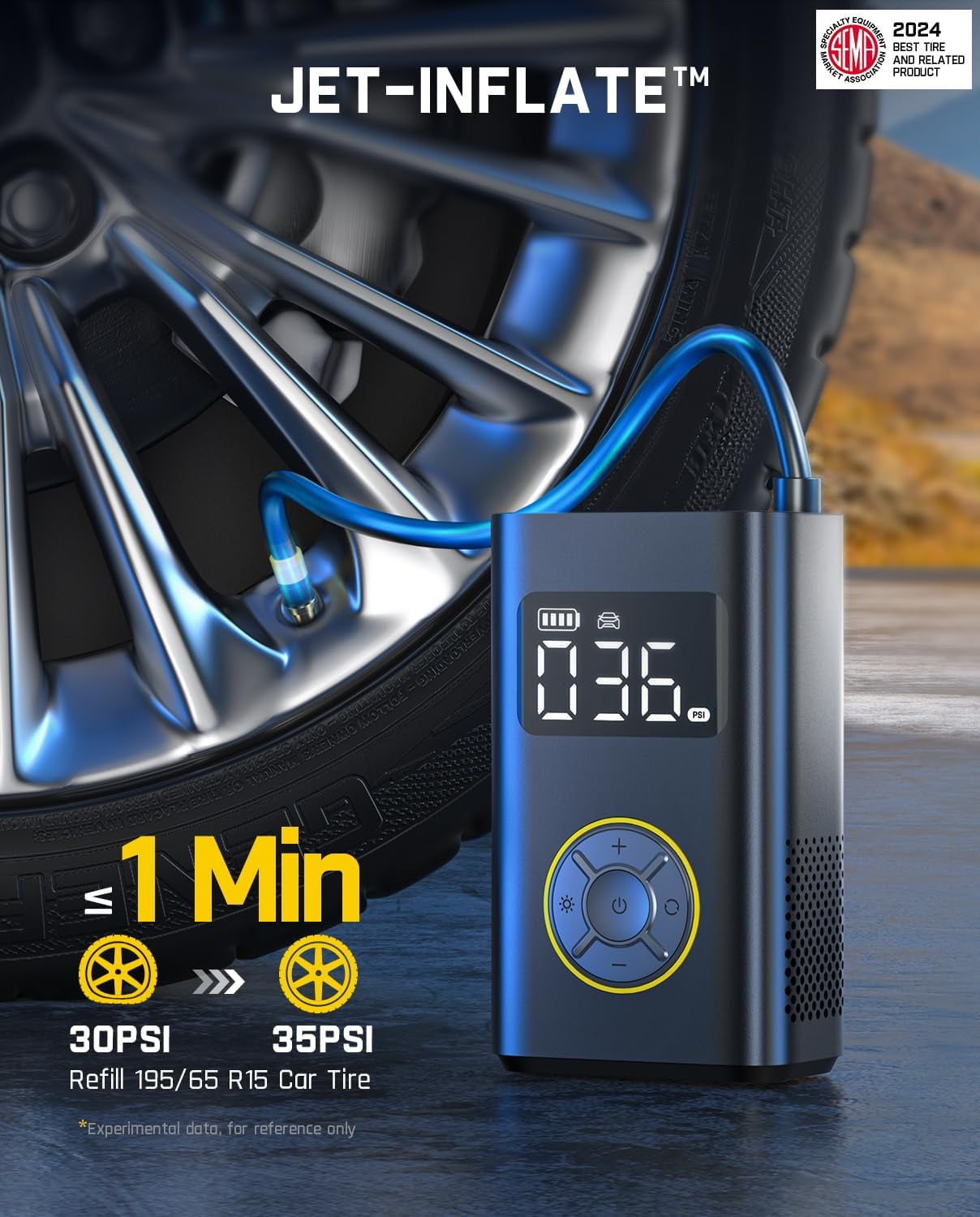 X9 Pro Portable Tire Inflator for Compact Car, 1Min Fast Inflate ...