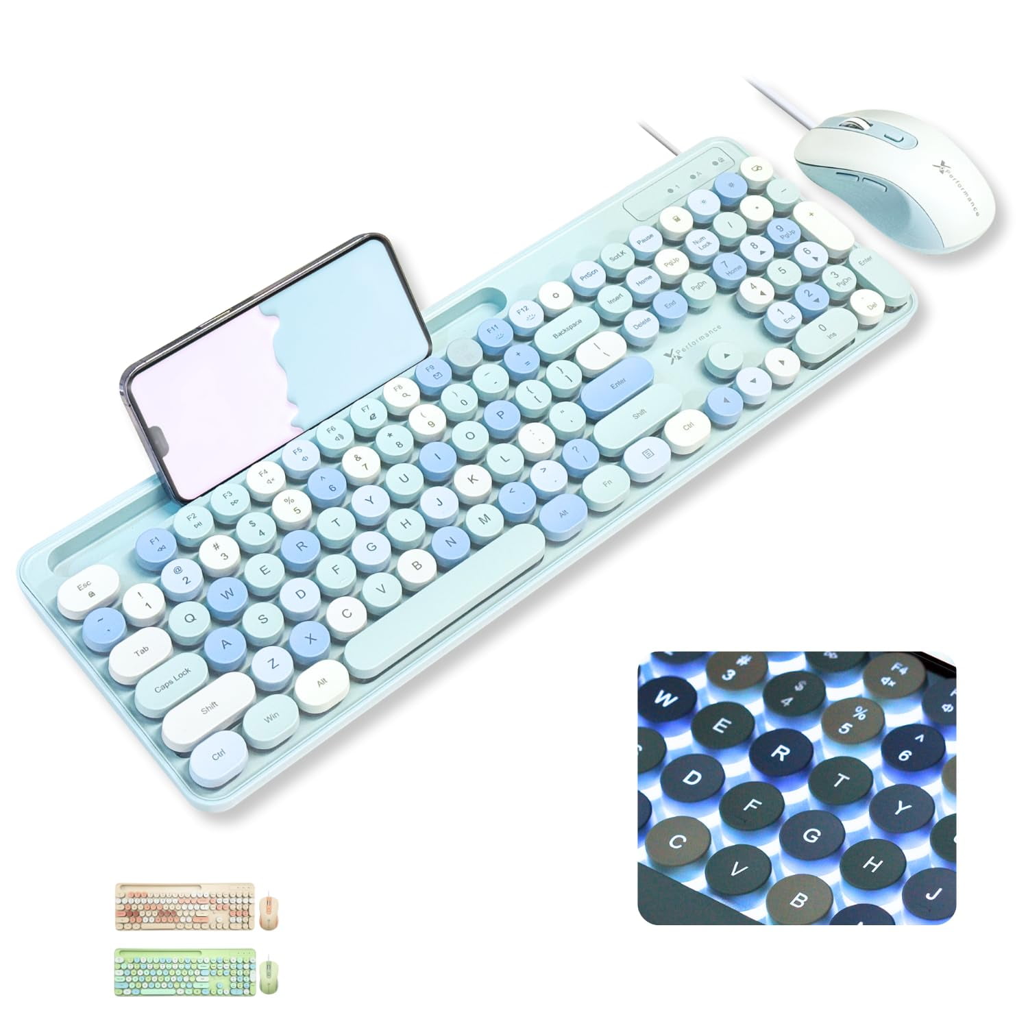 X9 Wired Keyboard and Mouse Combo with Backlight - Silent Round Keycaps ...