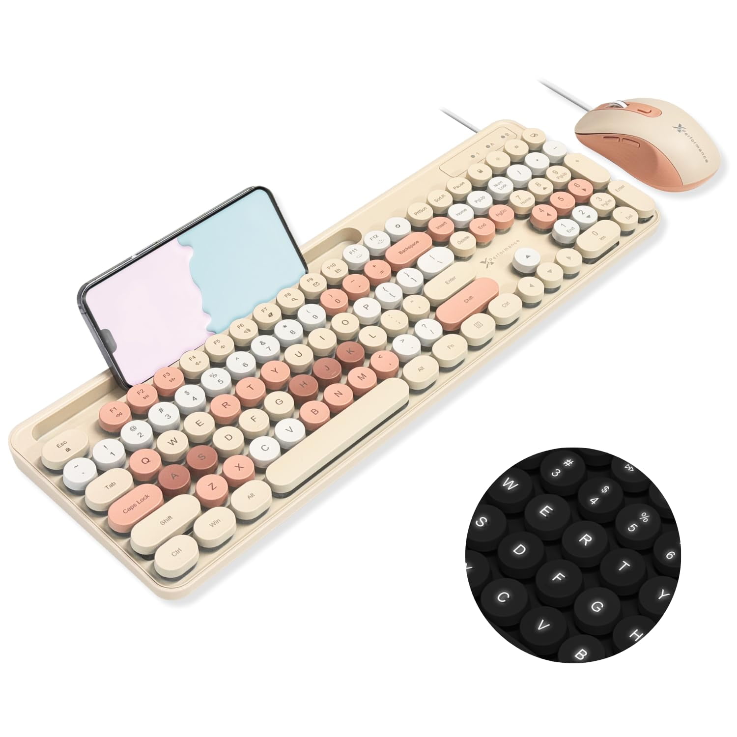 X9 Wired Keyboard and Mouse Combo - Backlit Keyboard with Round Keycaps ...