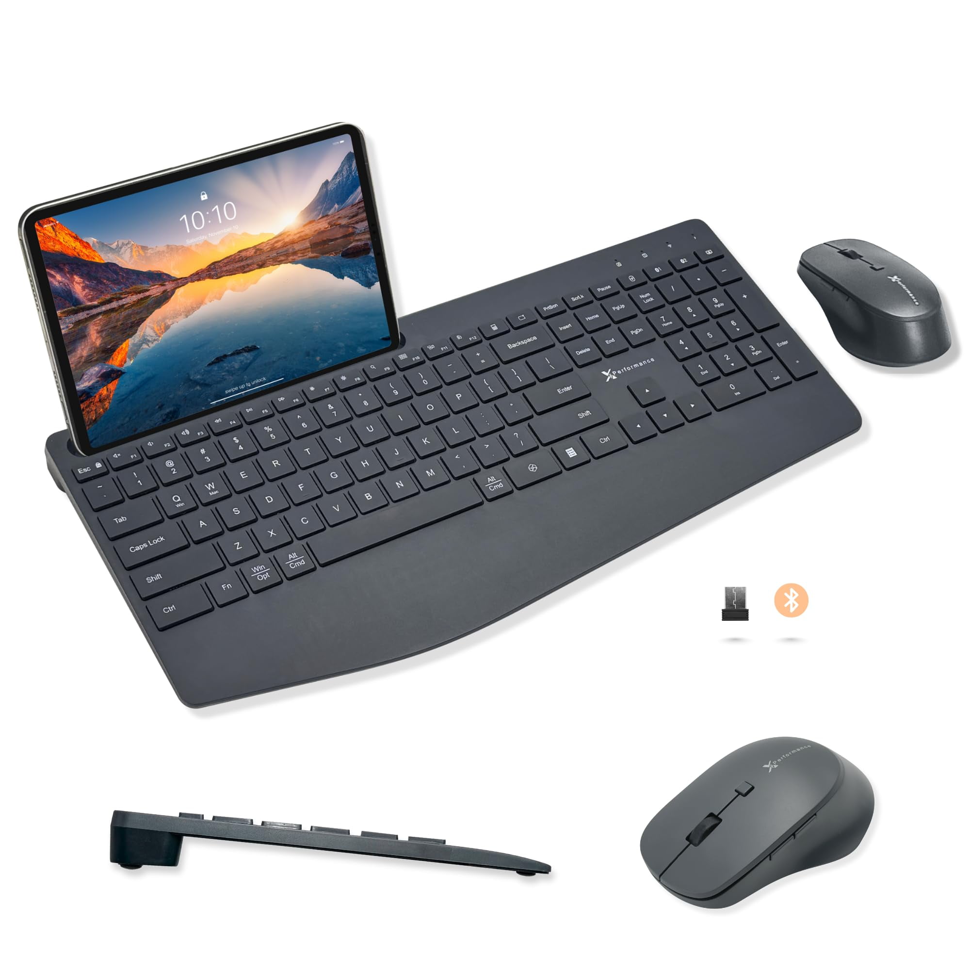 X9 Wireless Keyboard and Mouse Combo (Bluetooth + 2.4GHz) - Quiet, Full ...