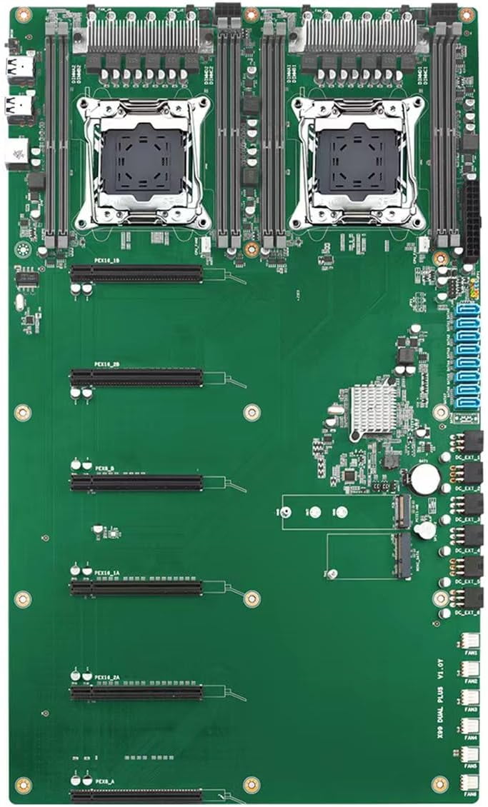 X99 Dual Socket Motherboard,Mining Motherboard 6 GPU LGA 2011-3 Dual CPU DDR4 Memory Slot 4 ...