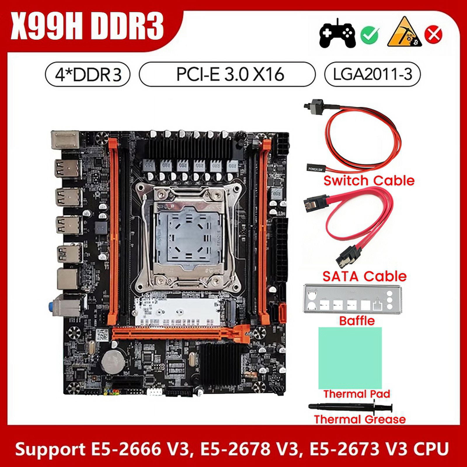 X99H Desktop Motherboard+Thermal Grease+Thermal Pad LGA2011-V3 Chip ...