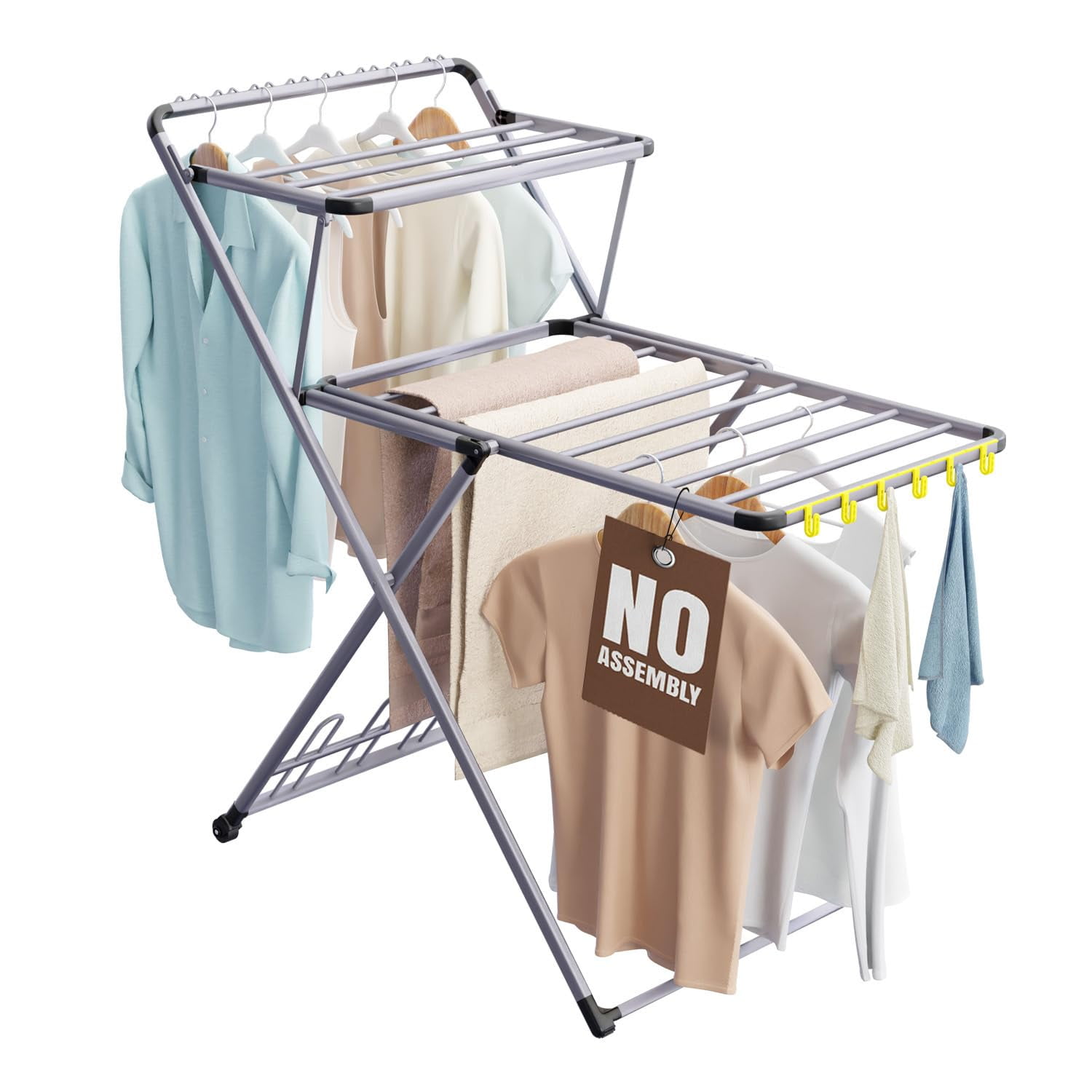 XABITAT Clothes Drying Rack with Shoe Dryer, No Assembly, Metal ...