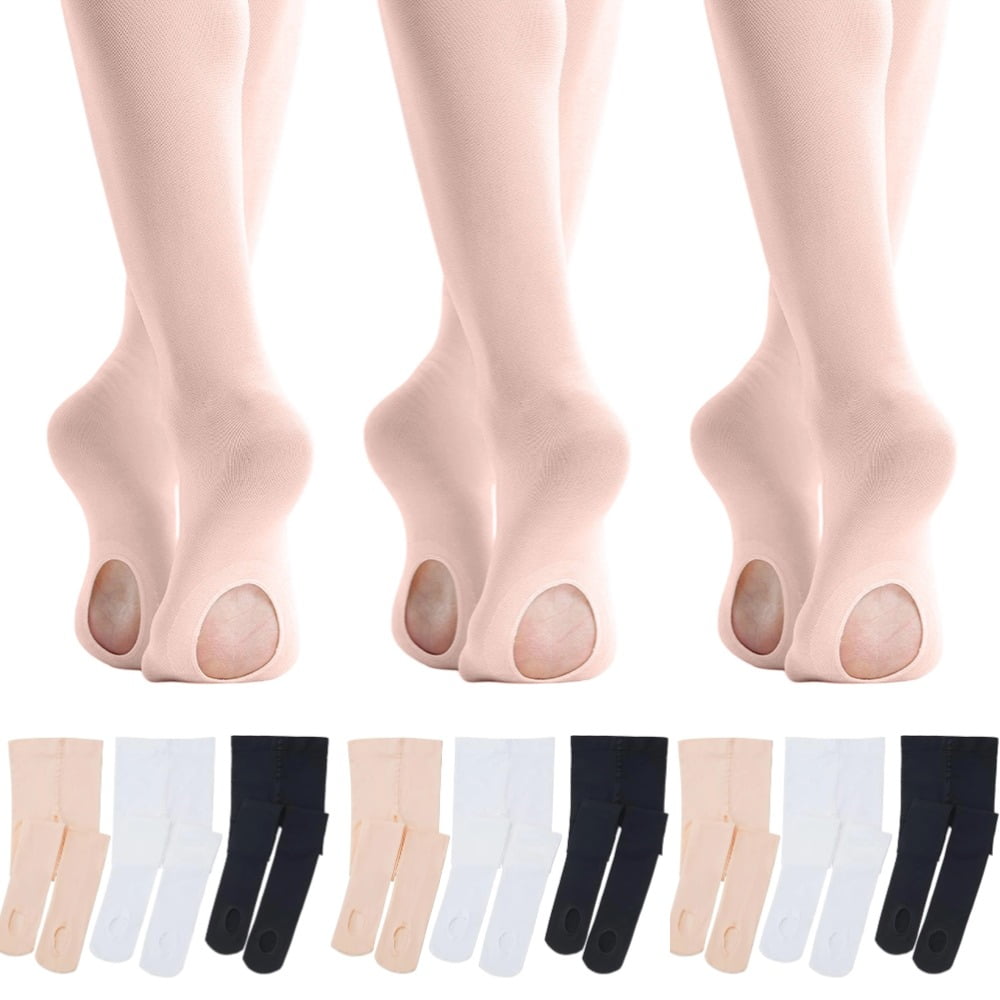 XADYUY 1/2/3 Pairs Ballet Tights for Girls 4-6 Ultra-Soft Convertible ...