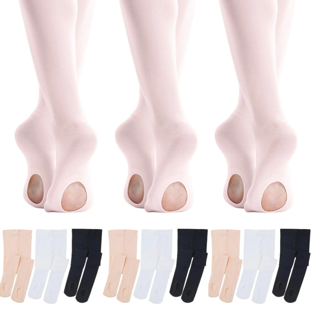 XADYUY 1/2/3 Pairs Ballet Tights for Girls 6-8 Ultra-Soft Convertible ...