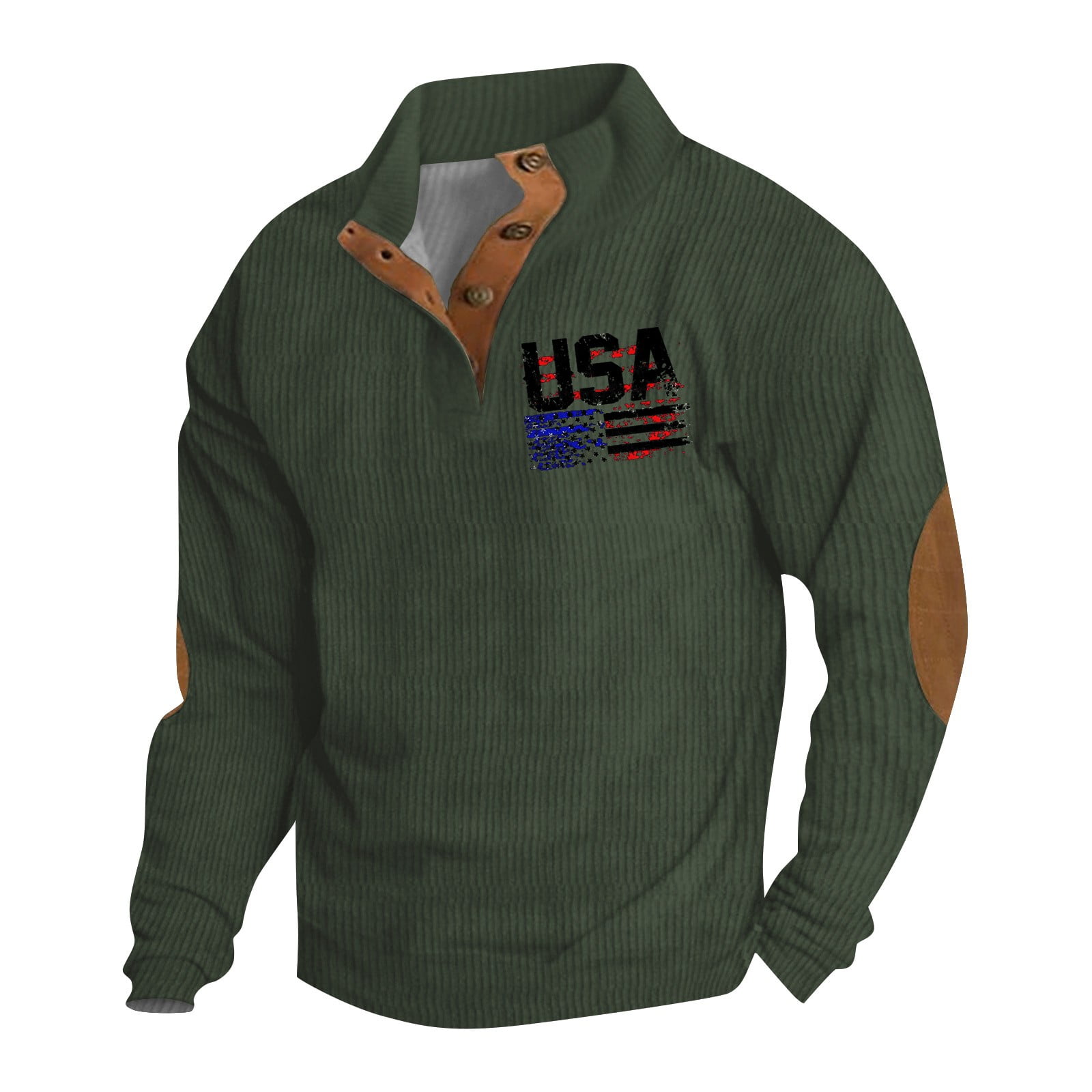 XADYUY 2024 Mens Quarter Button Pullover USA Flag Graphic Patriotic ...