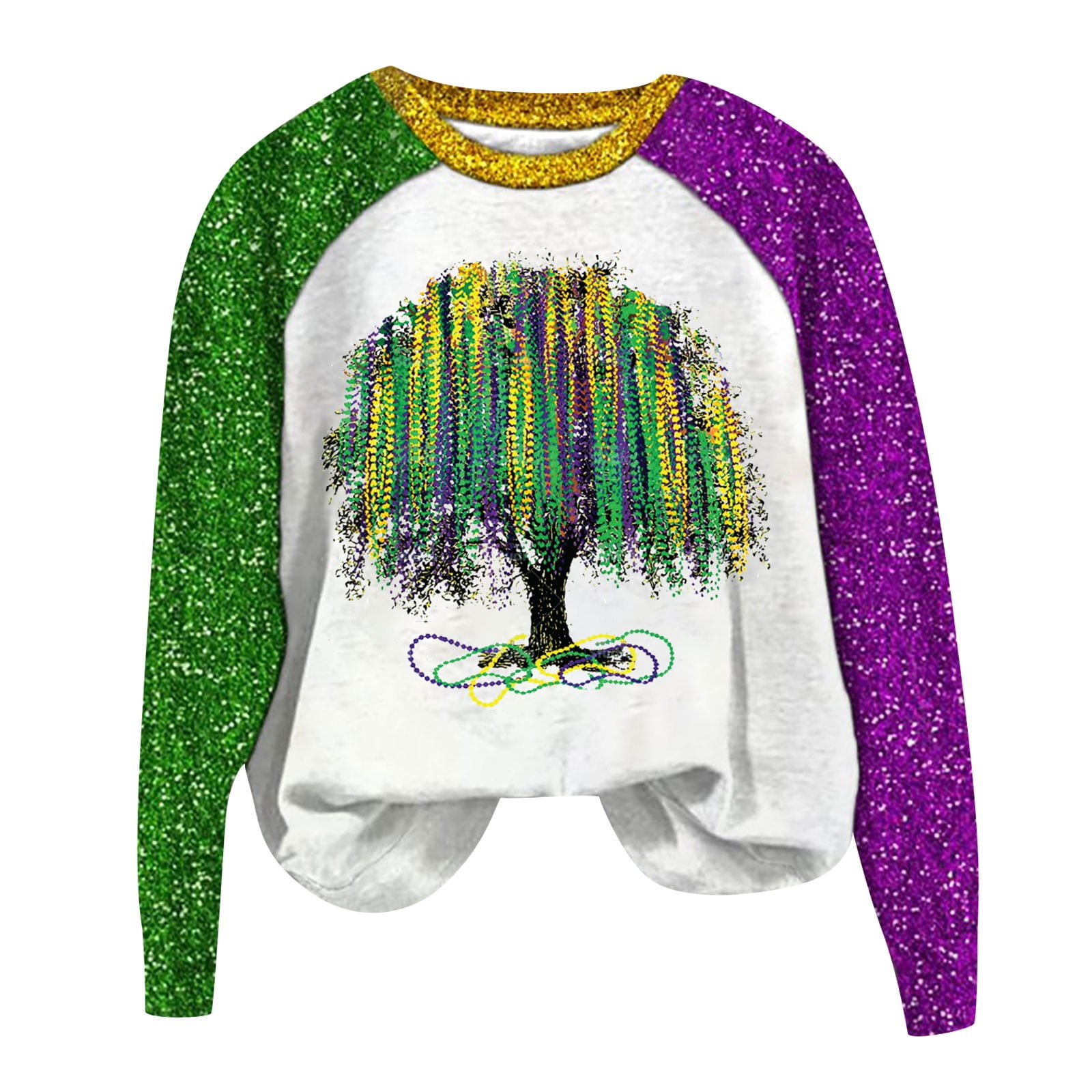 XADYUY 2025 Mardi Gras Sweatshirt Women Carnival Holiday Mask Graphic ...