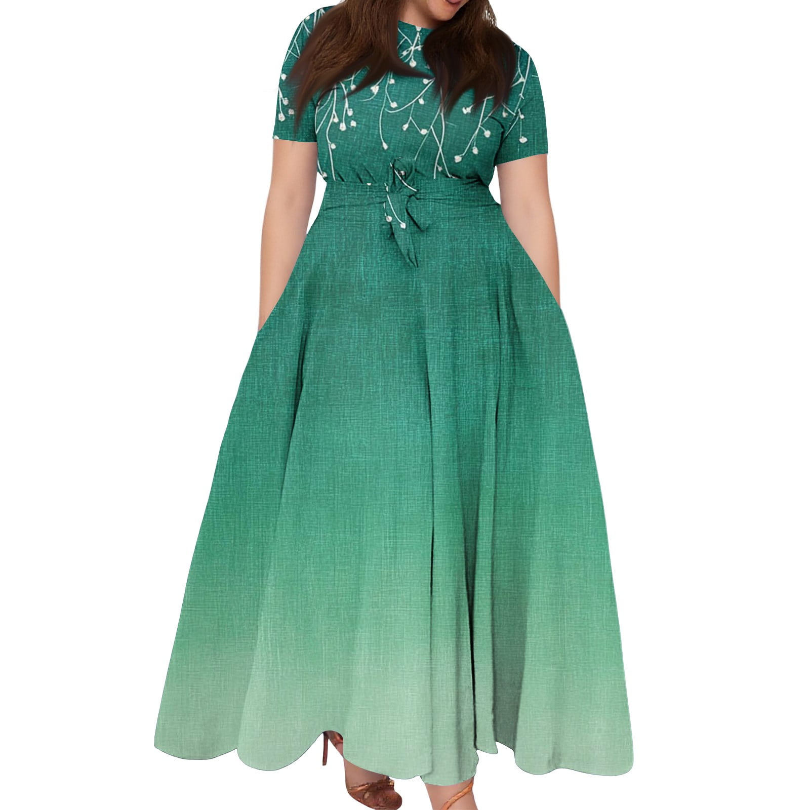 XADYUY 4x Dress for Women Plus Size Casual Strap Short Sleeve A-Line ...