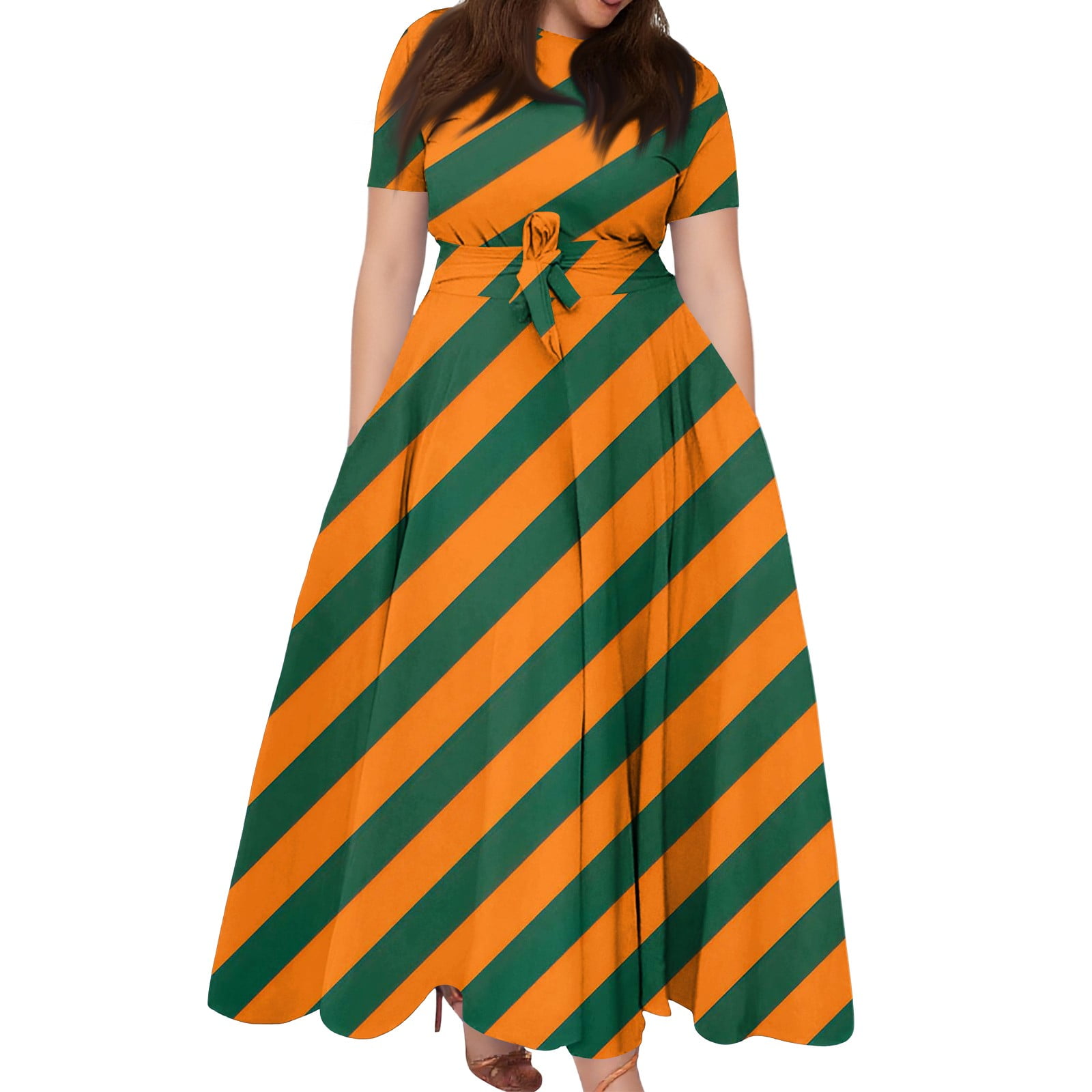 XADYUY 4x Dress for Women Plus Size Casual Strap Short Sleeve A-Line ...