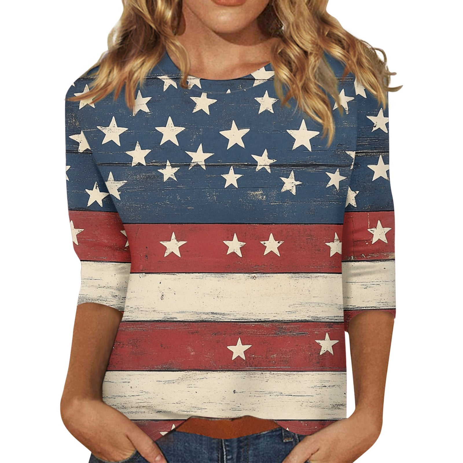 XADYUY American Flag Shirts for Women American Flag Graphic Patriotic Tee Tops 4th Of July ...