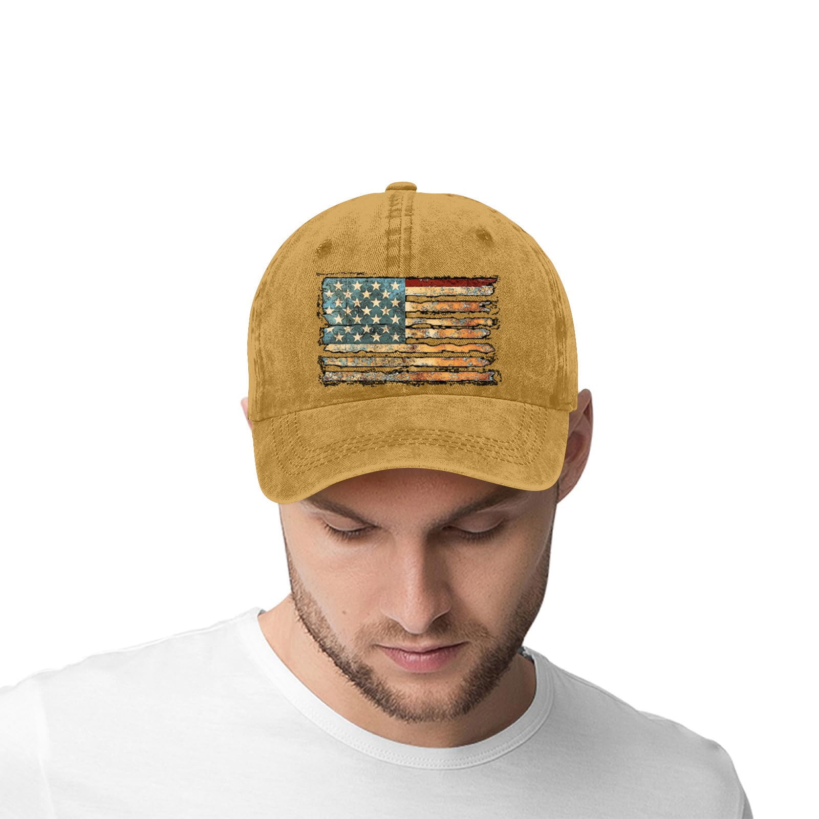 XADYUY American Flag Sun Cap - Unisex 4th of July Hat with Vintage Look, Adjustable Cotton ...