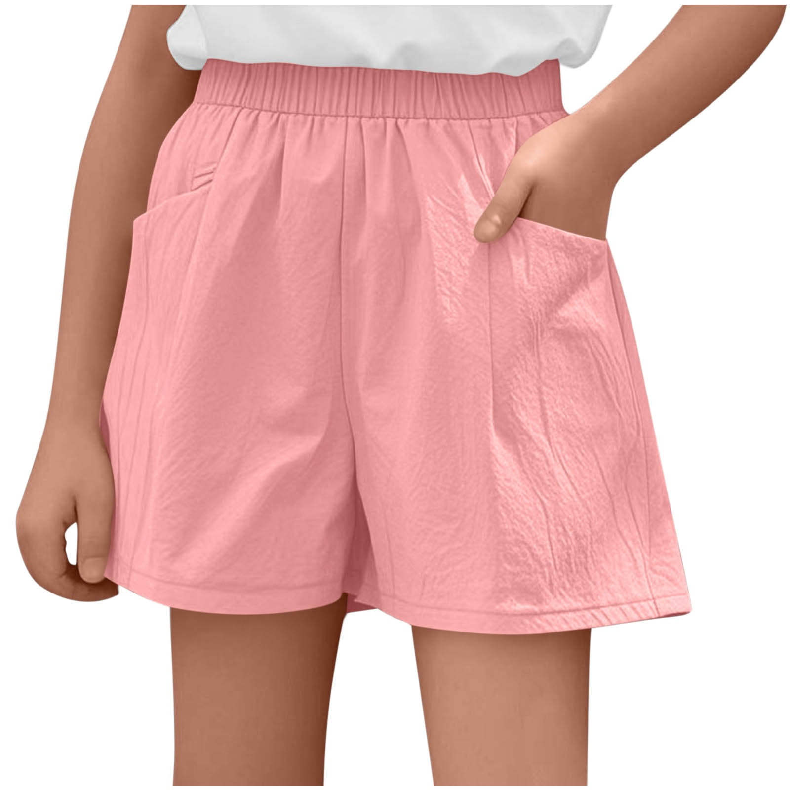 XADYUY Bermuda Shorts for Girls 4-16 Elastic High Waisted Linen Shorts ...