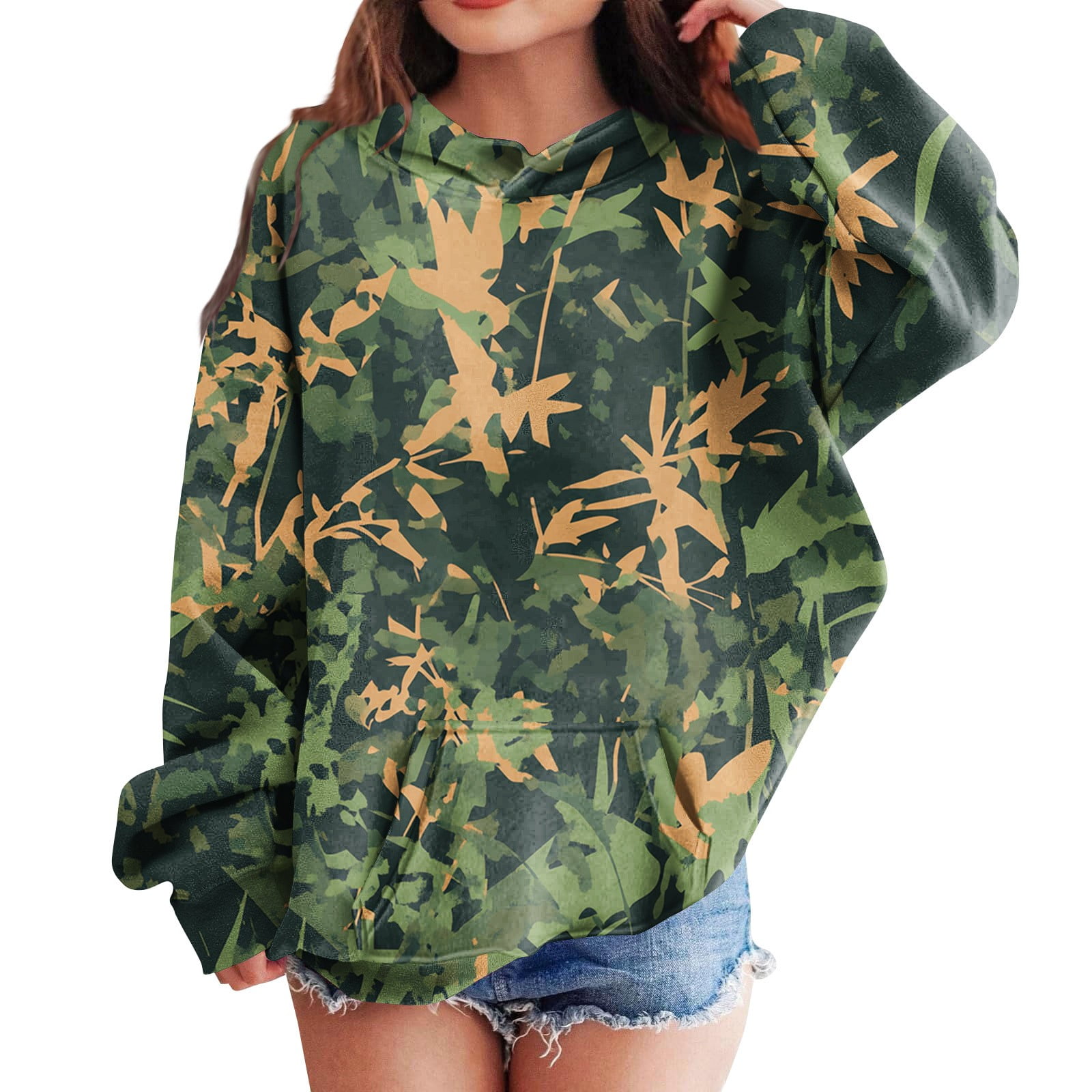 XADYUY Boys Camo Hoodie Maple Leaf Print Long Sleeve Sweatshirts ...