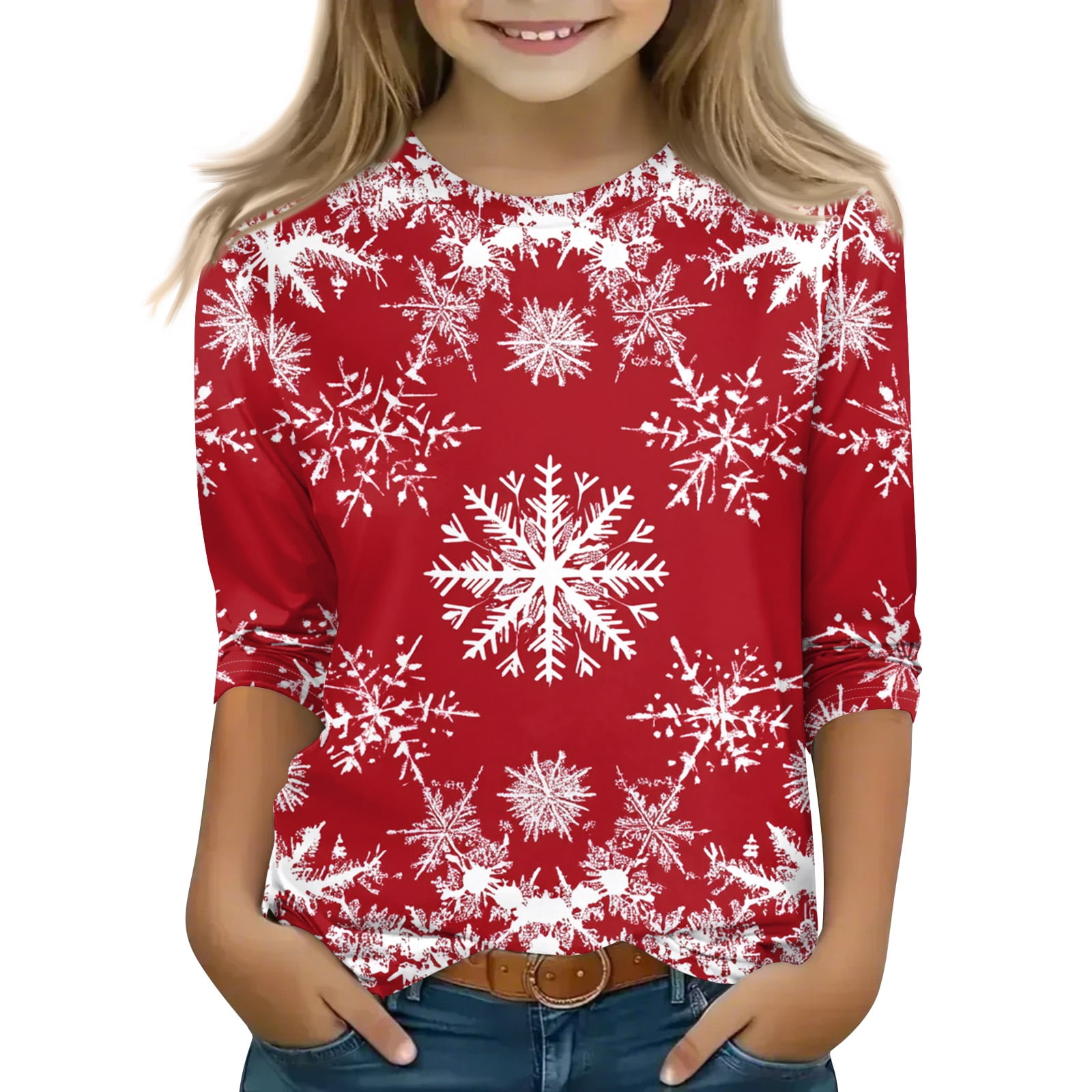 XADYUY Christmas Shirts for Girls Size 14-16 Cute Snowflake T Shirts ...