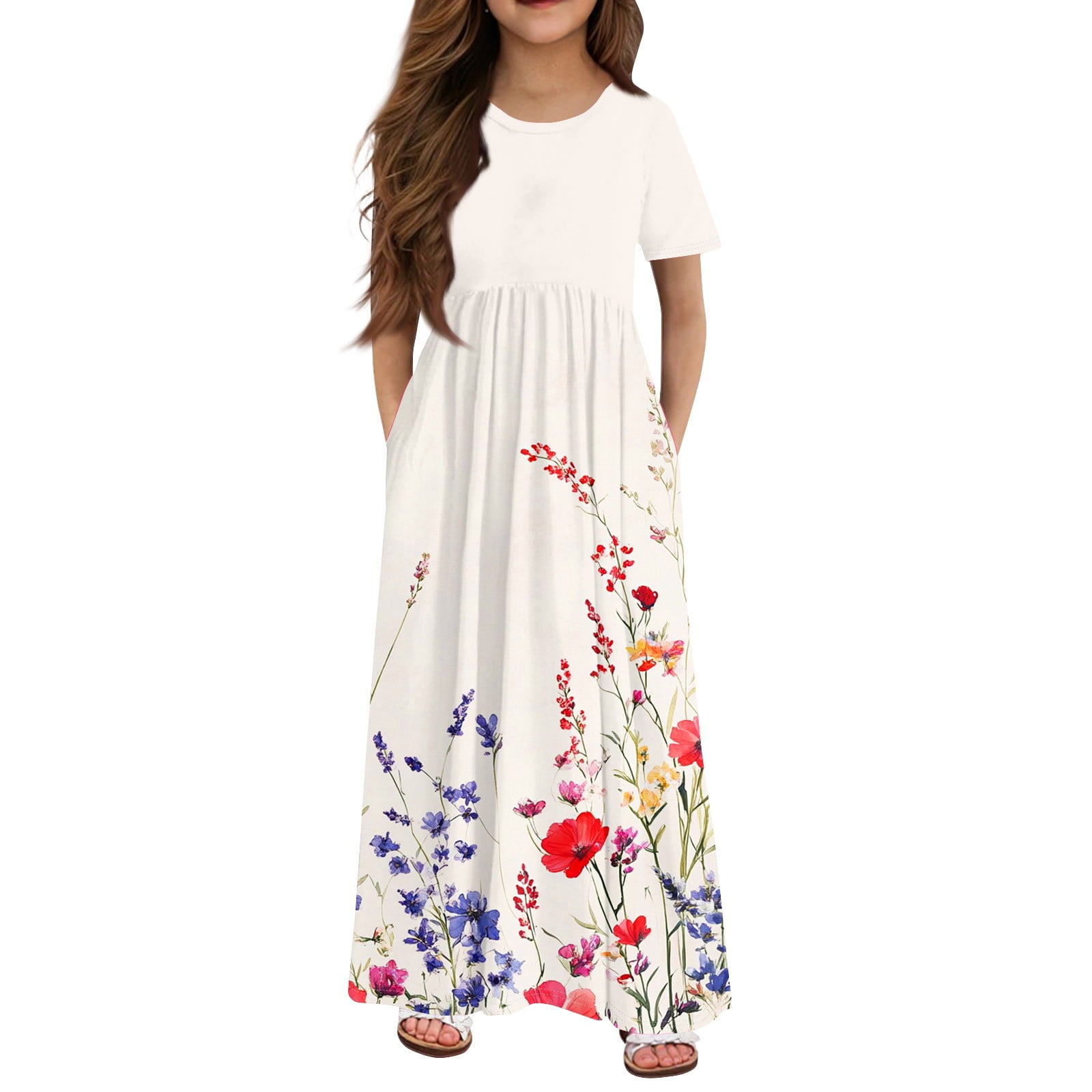 XADYUY Cute Sundresses Dresses for Girls 10-12 Casual Floral Print ...