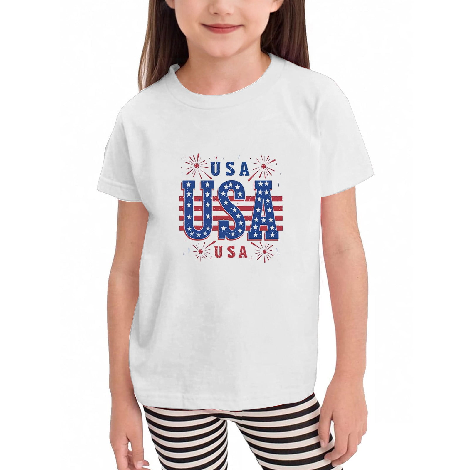 XADYUY Girls 4th Of July T-Shirts 14-16 USA Firework Print Patriotic T ...