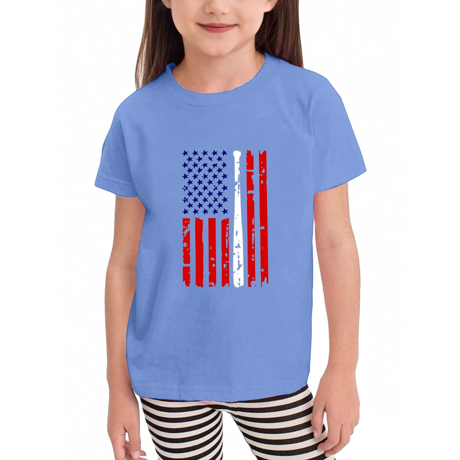 XADYUY Girls American Flag Shirts Usa Flag Graphic Patriotic Tee Tops ...
